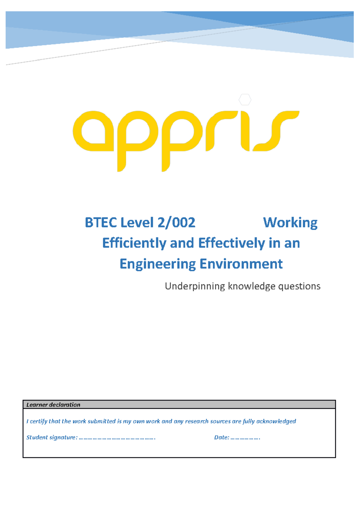 BTEC Level 2/002 Final Exam Study Notes: Working Efficiently in ...