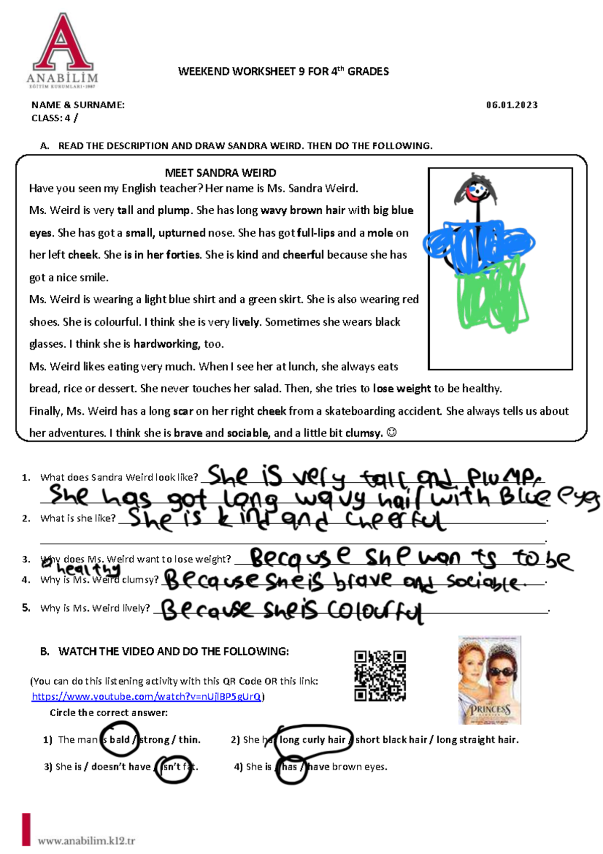 WEEKEND WORKSHEET 9 FOR 4TH GRADE: MEET MS. SANDRA WEIRD - Studocu
