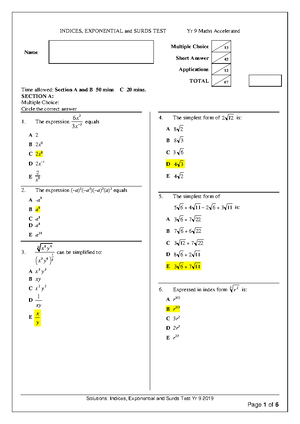 Index Laws Cheat Sheet: Key Rules for Algebraic Powers - Studocu