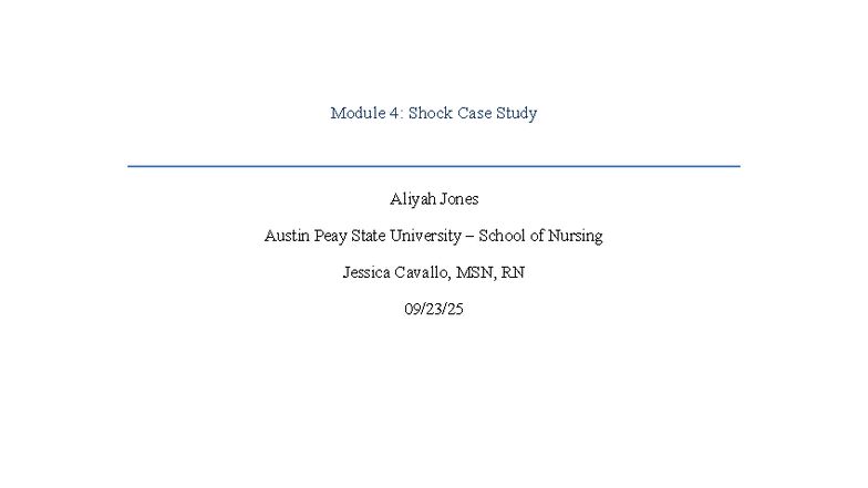Module 4: Shock Case Study Analysis and Interventions - Studocu