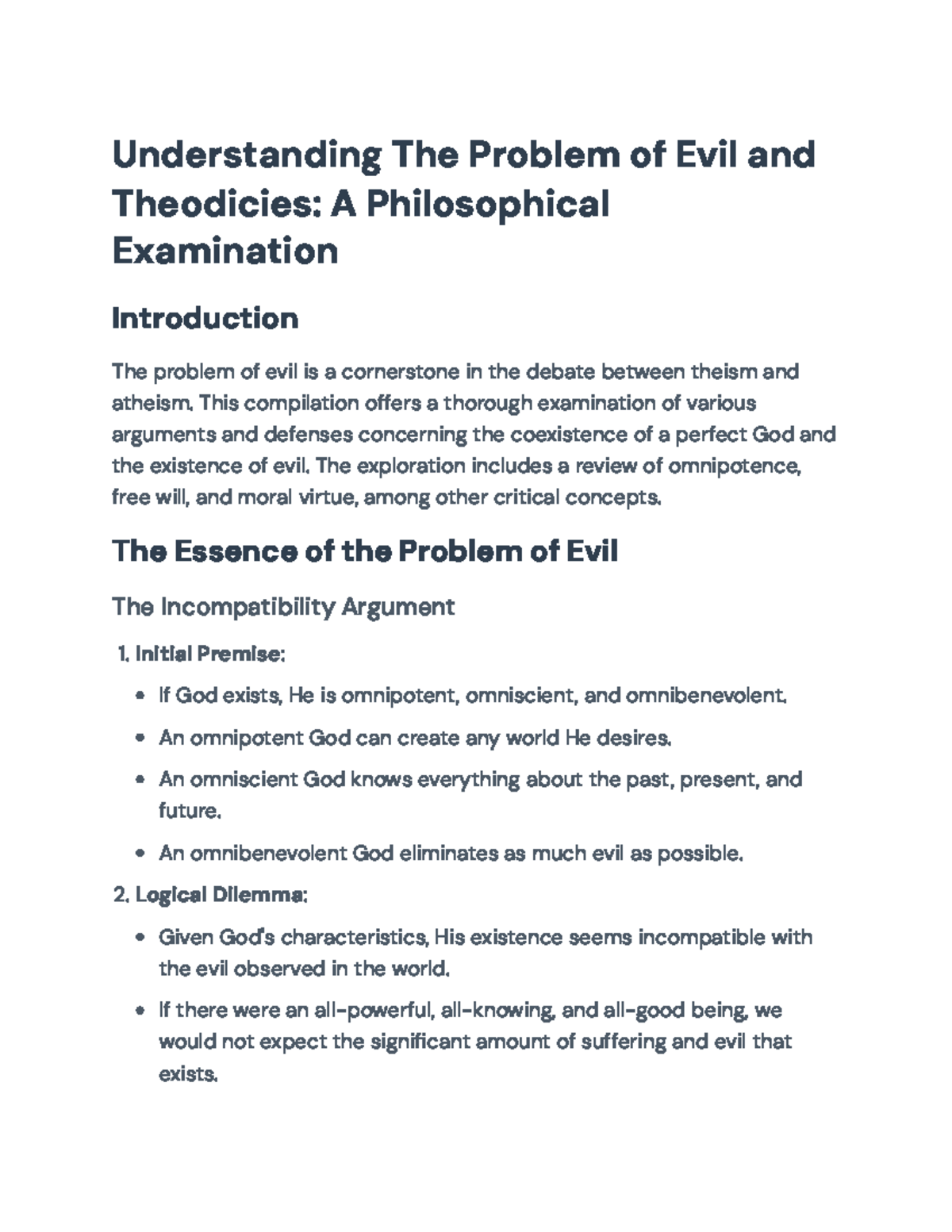 PHIL 302: Philosophical Analysis of the Problem of Evil & Theodicies ...