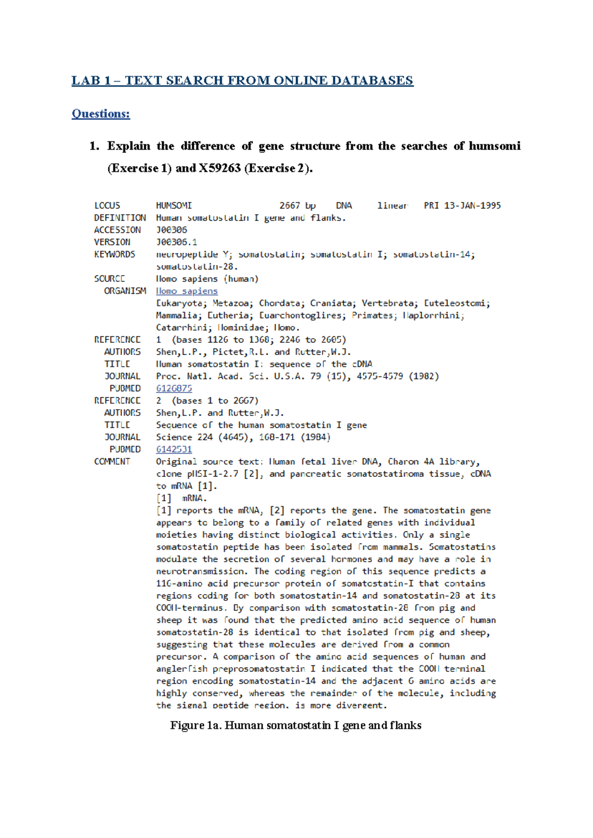 LAB 1-5 ASSIGNMENT: MOLECULAR GENETICS ANALYSIS AND METHODS - Studocu
