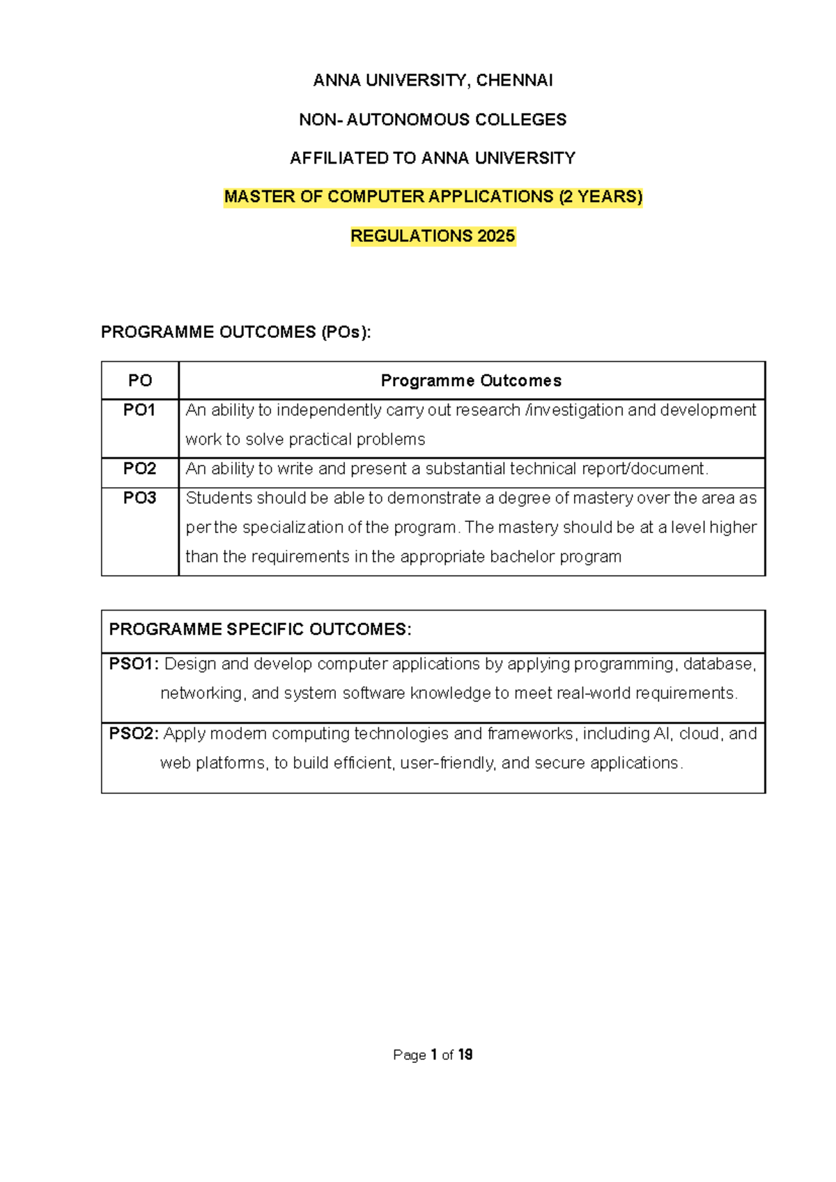 MCA 2025 - Syllabus for Master of Computer Applications (2 Years) - Studocu