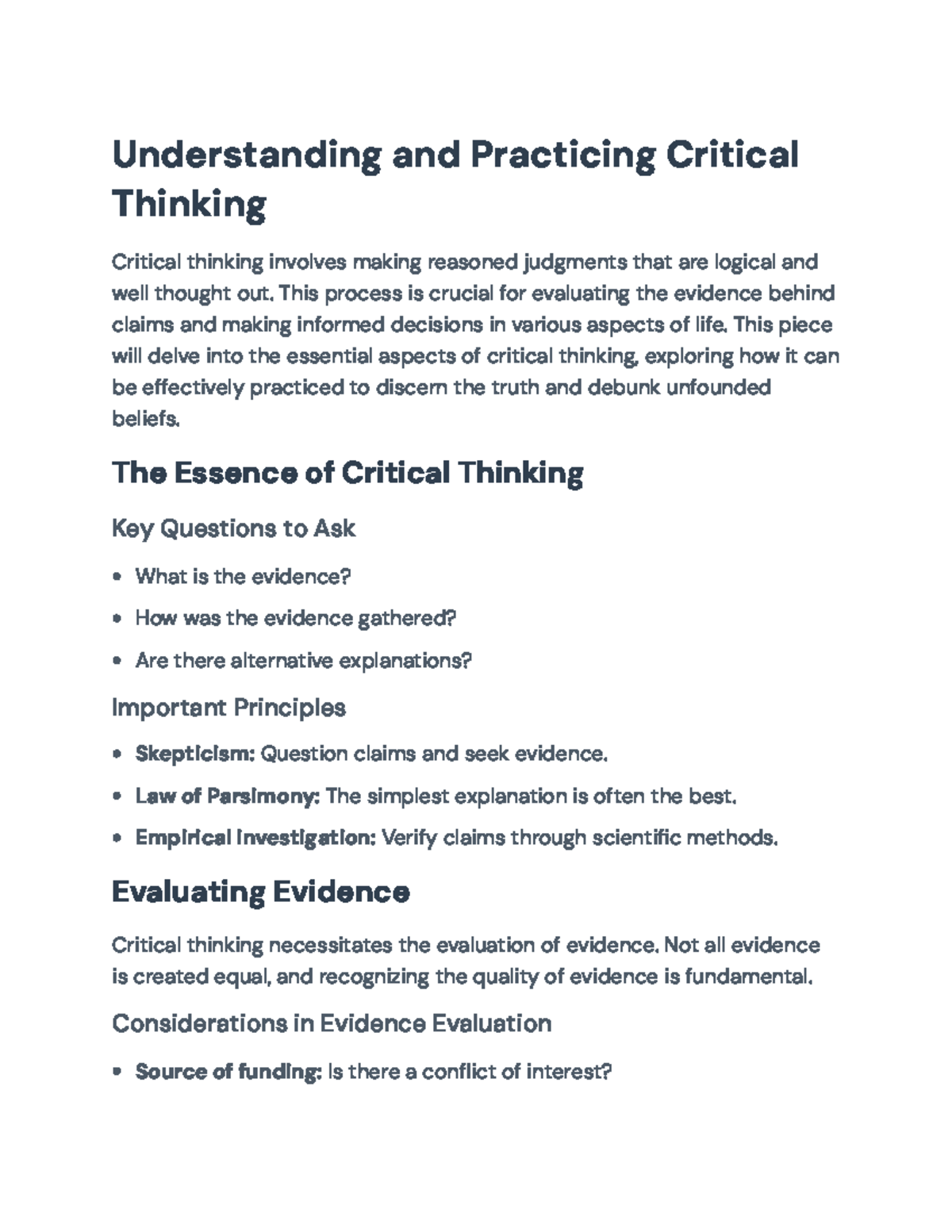 Critical Thinking: Principles, Practices, and Real-World Applications ...