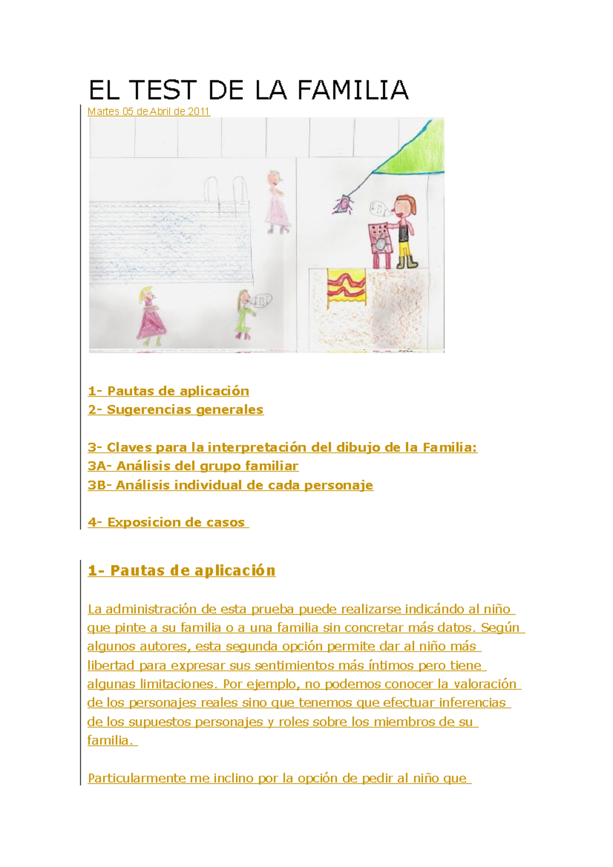 Test de la Familia: Aplicación y Análisis de Casos (Psicología) - Studocu