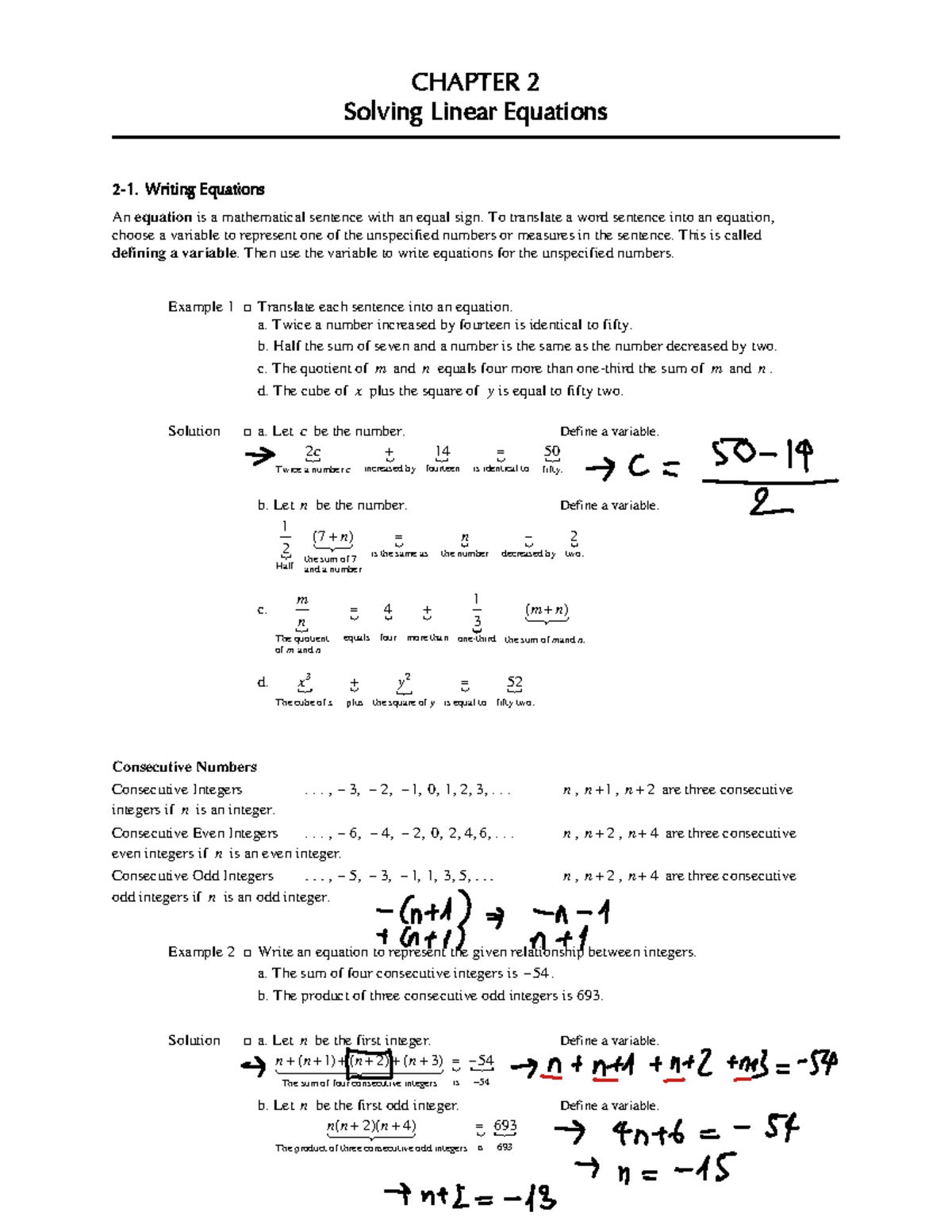 Chapter 2 & 3: Solving Linear Equations & Functions (2.1-3.6) - Studocu