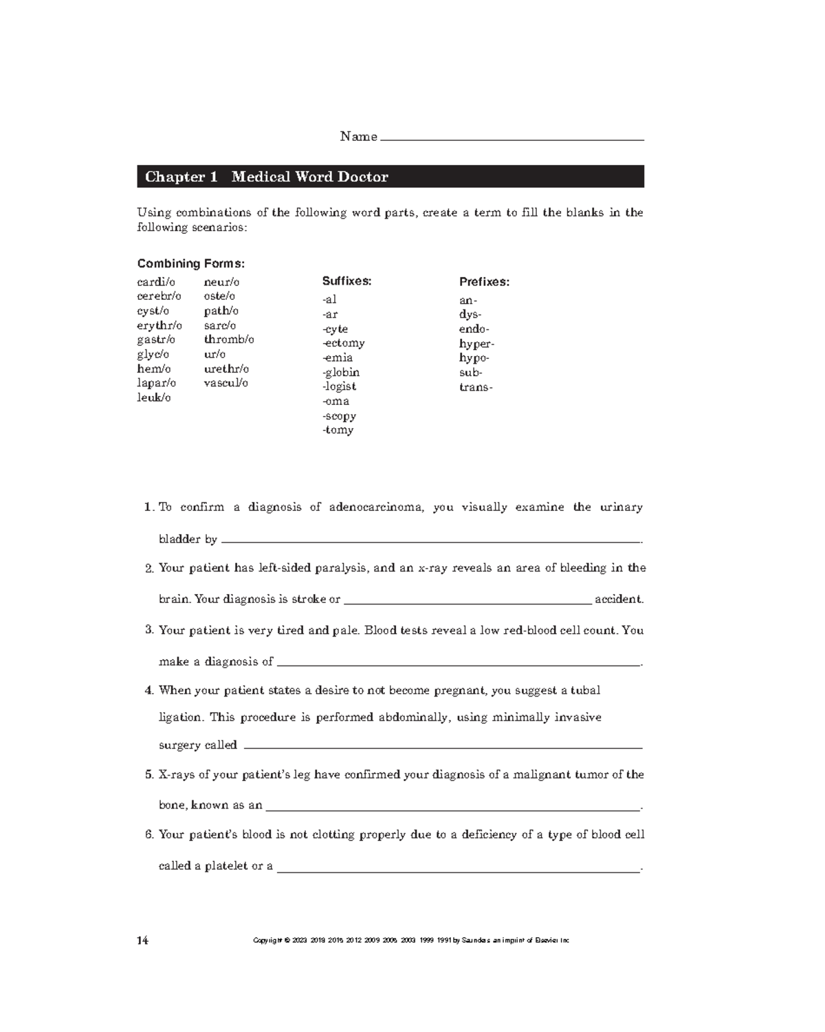 Medical Terminology Chapter 1: Word Parts & Scenarios - Studocu