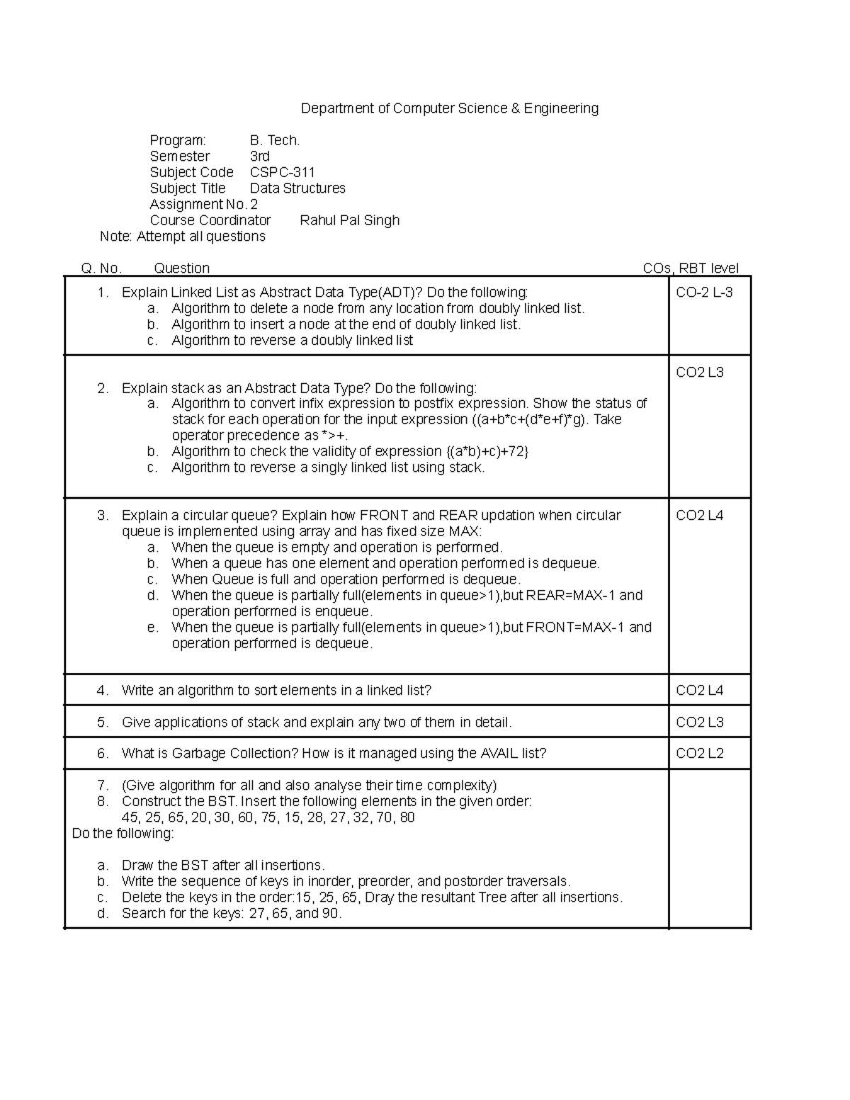 Assignment DS-2-1: Data Structures Algorithms and Concepts - Studocu