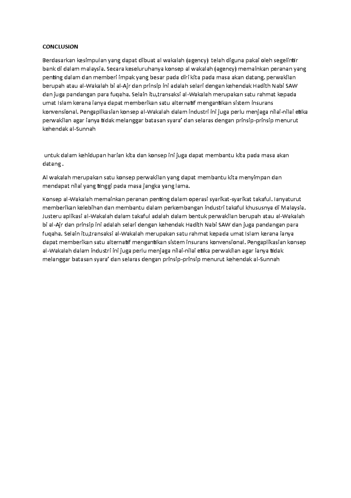 Conclusio 1 - practice - CONCLUSION Berdasarkan kesimpulan yang dapat ...