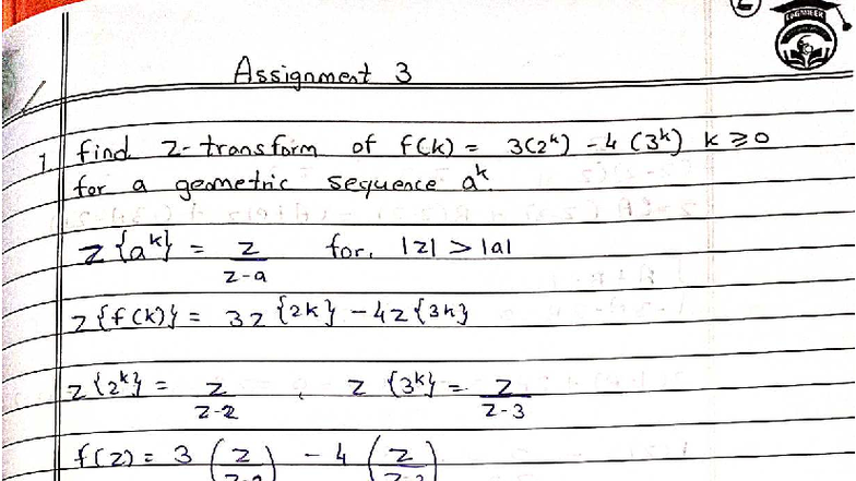 M3 LOGMIEER Assignment 3: Geometric Sequence & Fourier Transforms - Studocu
