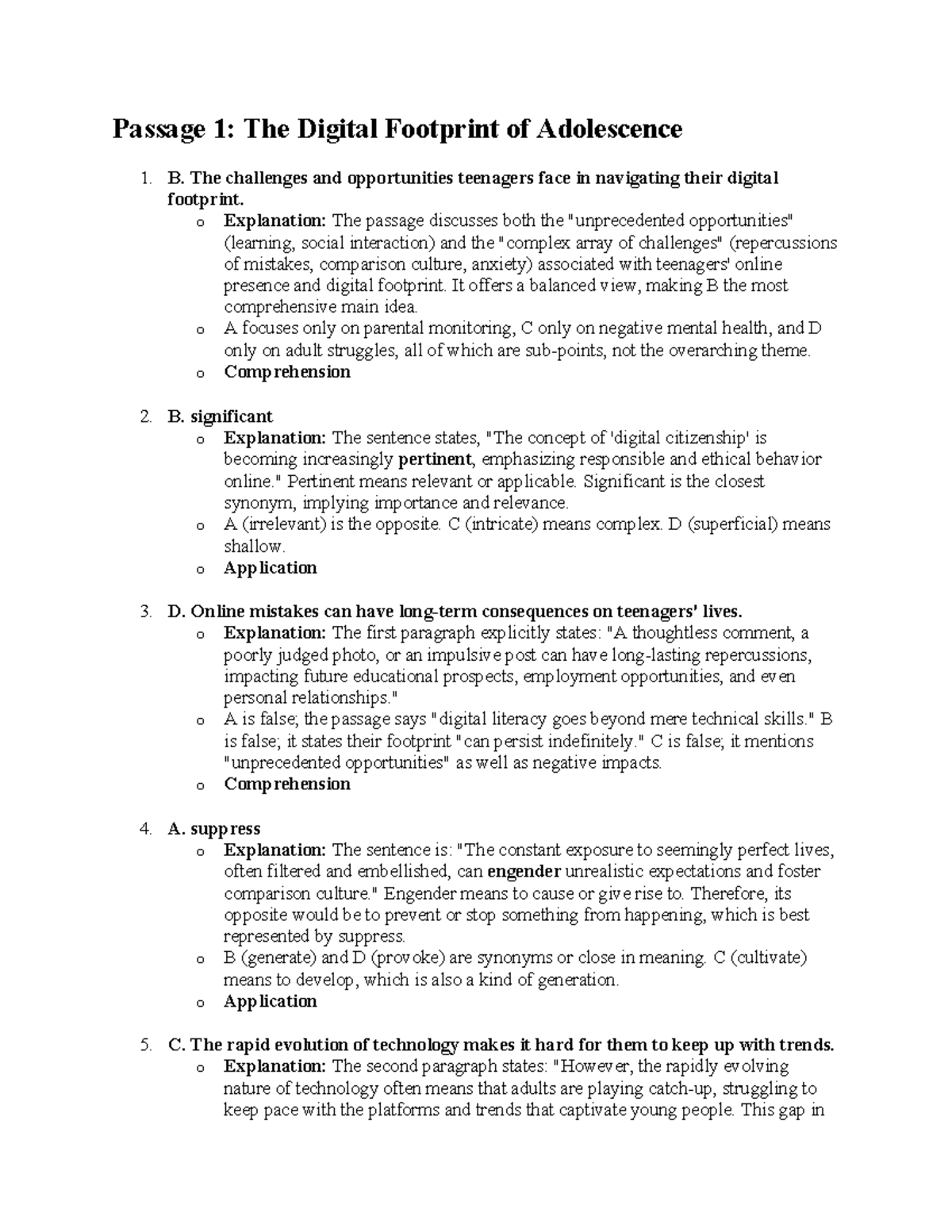 Reading Comprehension Keys: Understanding Digital Footprints ...