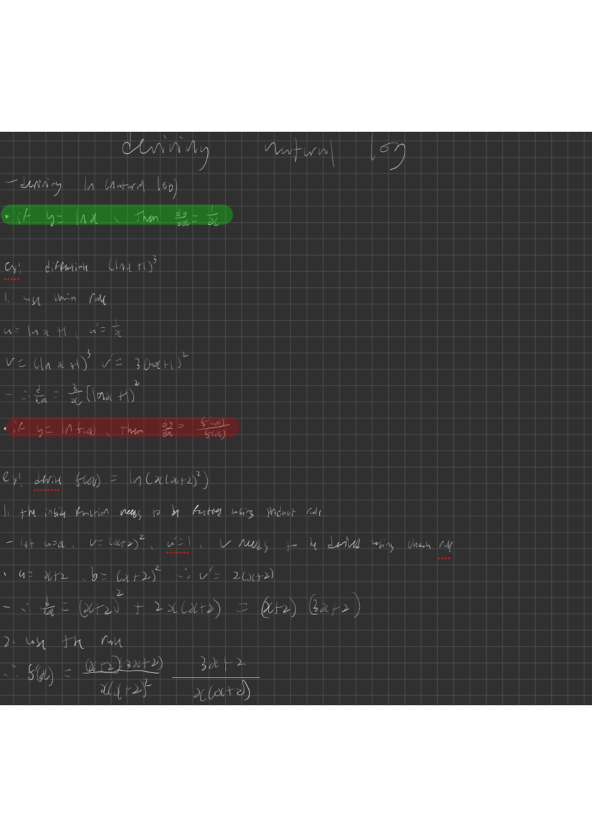 PDF - Deriving Natural Logs: Examples and Applications in Math - Studocu