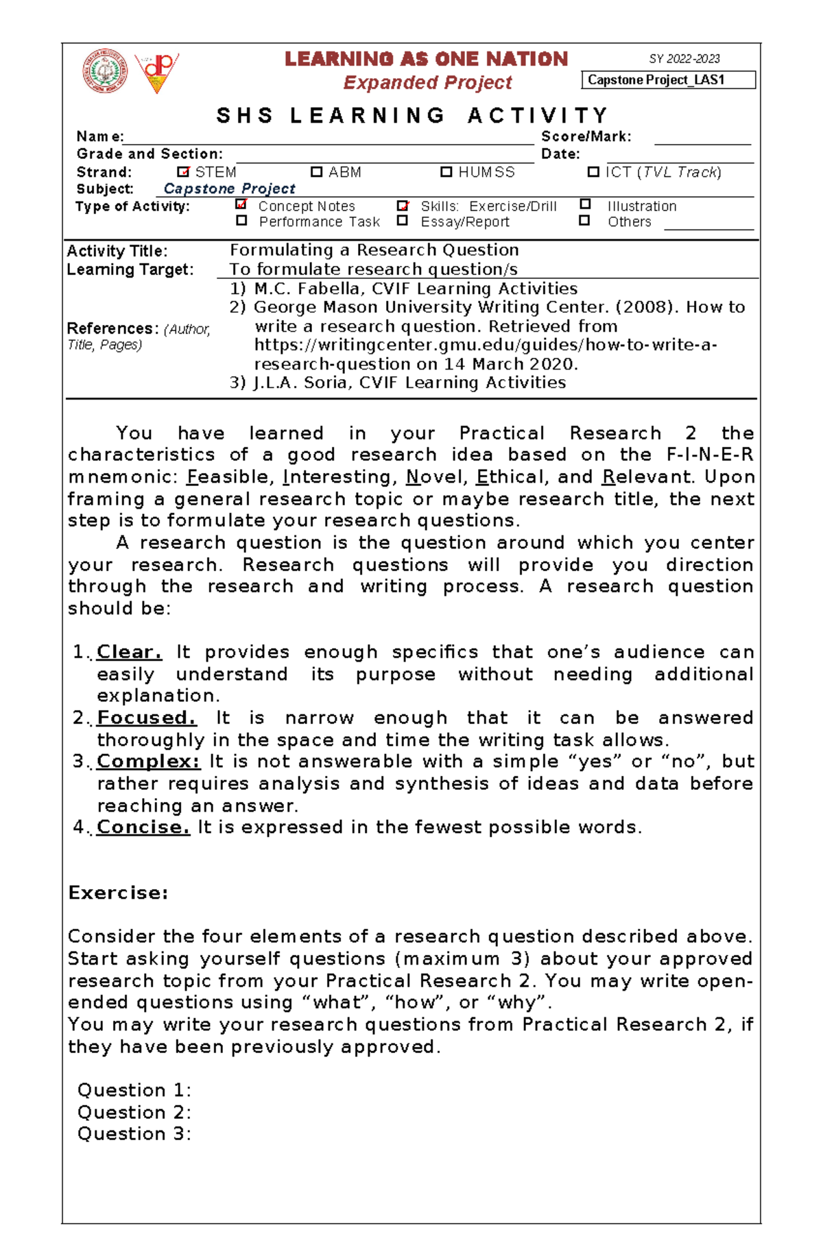 Capstone LAS 01 Formulating Research Question - Capstone Project_LAS ...
