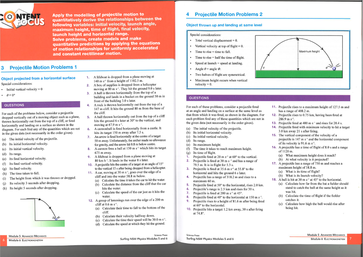 Projectile Motion Questions - Surfing - PHYS2111 - Studocu