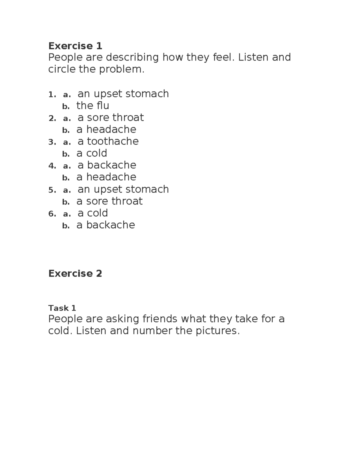 Listening Exercise: Understanding Health Problems and Remedies - Studocu