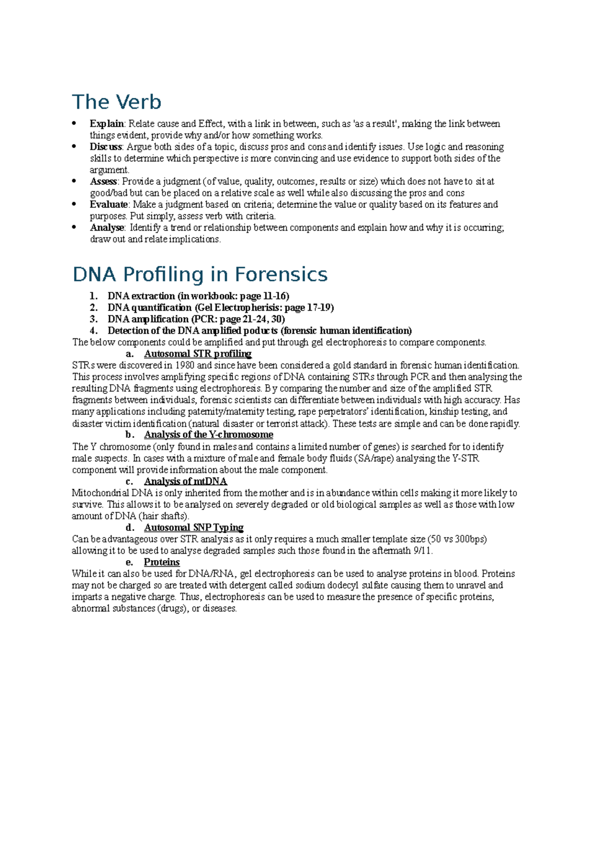 Biology 101: Topic Test Cheat Sheet on DNA Profiling & Forensics - Studocu