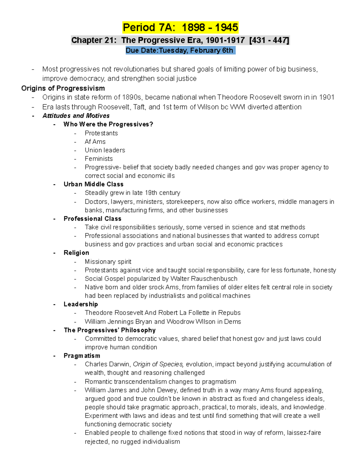 C. Period 7A 1890-1919 Amsco Note Taking Guide (Ch. 21) - Period 7A ...