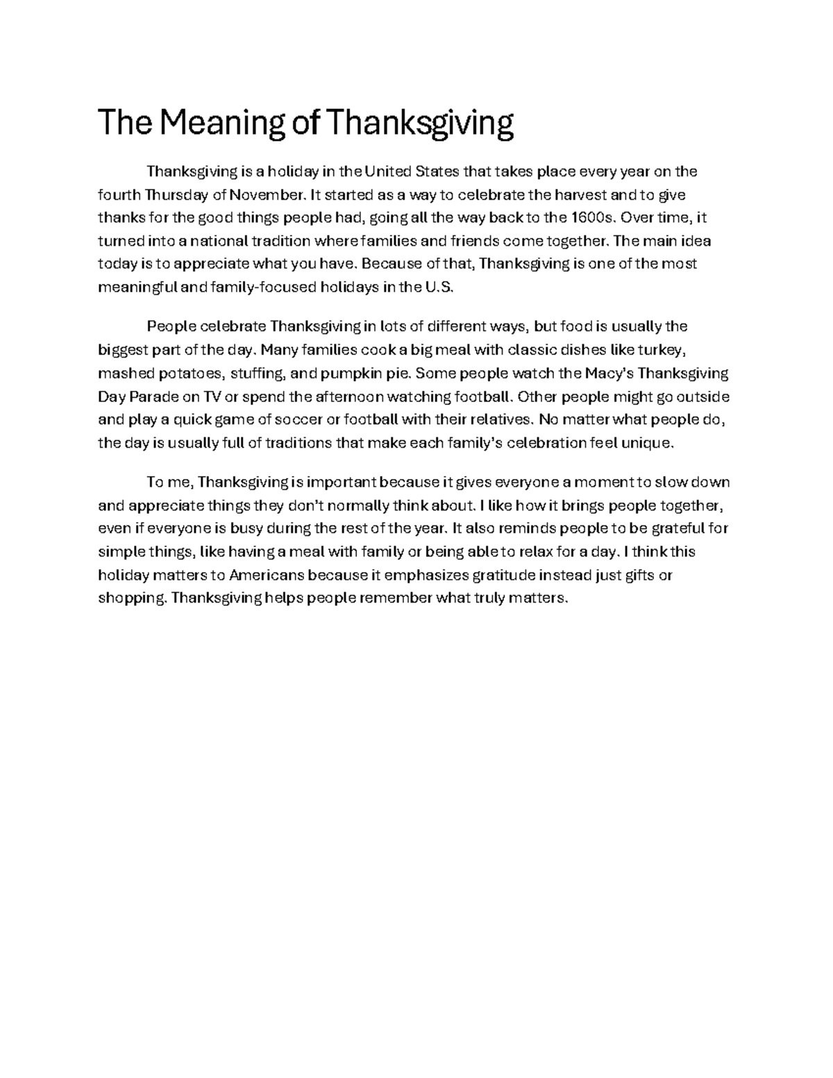 Thanksgiving: A Celebration of Gratitude and Togetherness - Studocu