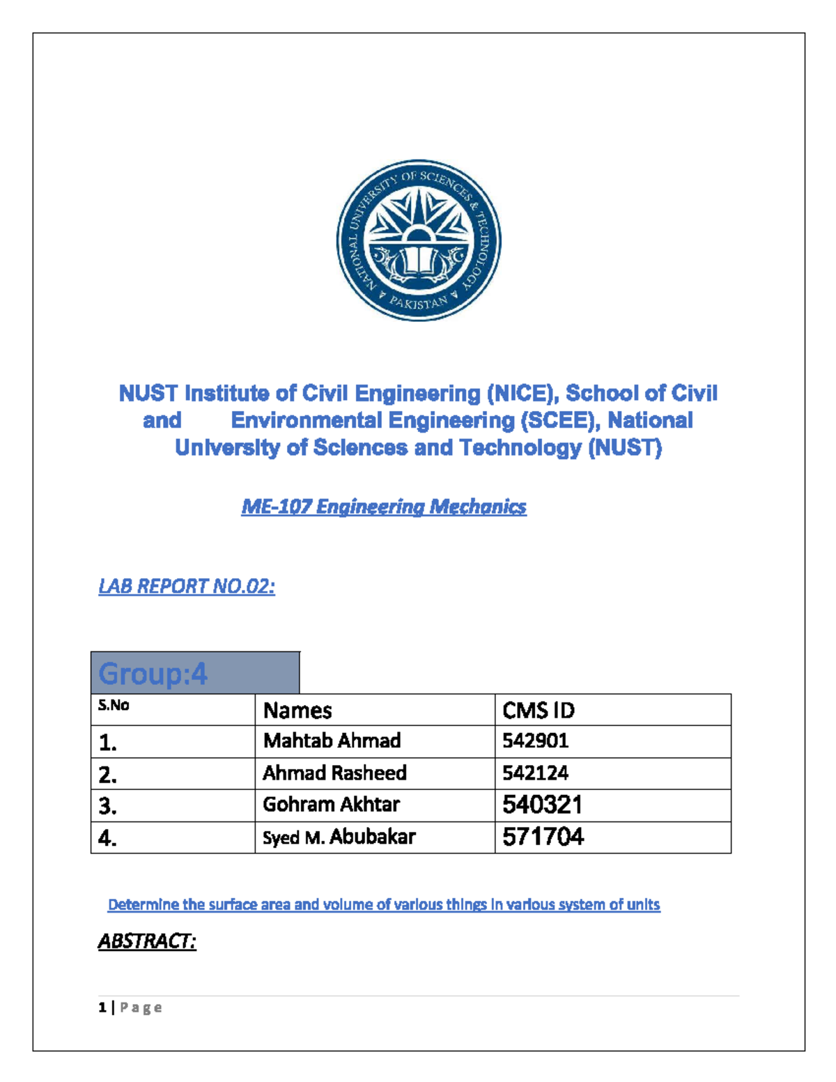 Engineering Mechanics LAB REPORT NO.02: Tension in Ropes and Strings ...