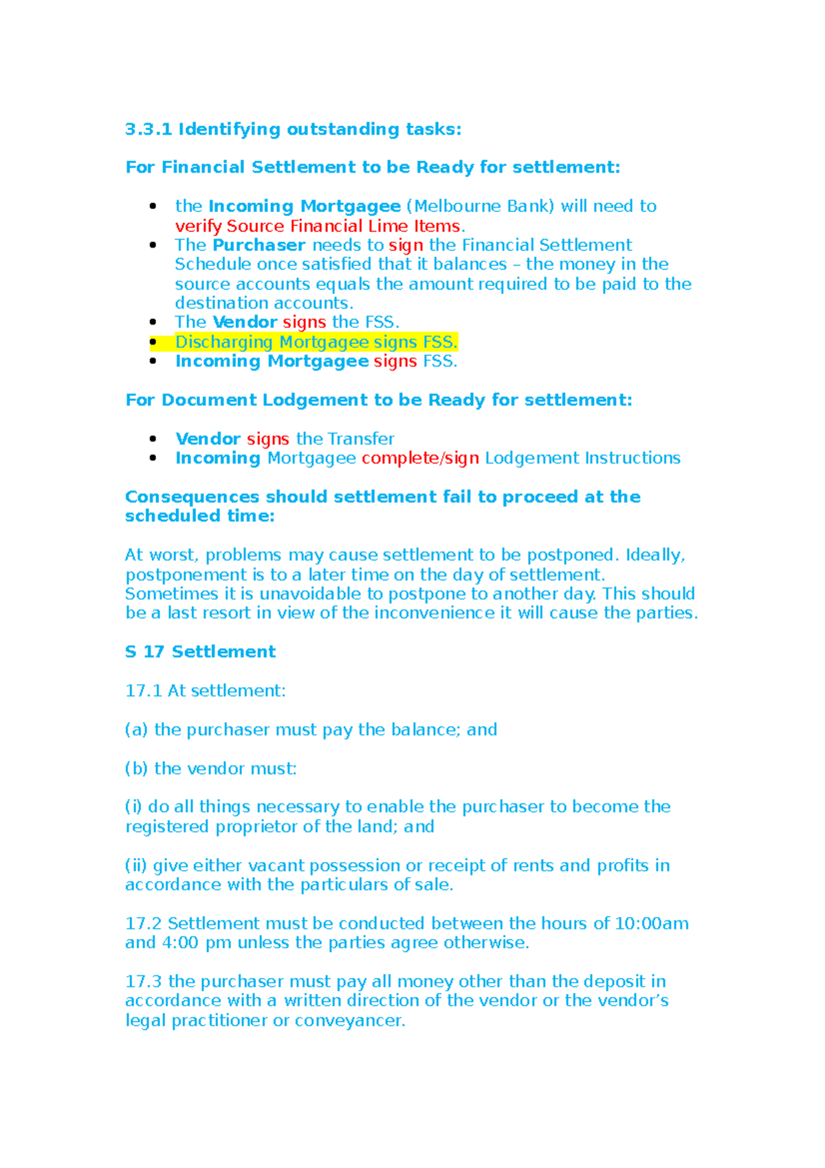 PP Note 3 - Key Points for Oral Assessment on Settlement Procedures - Studocu