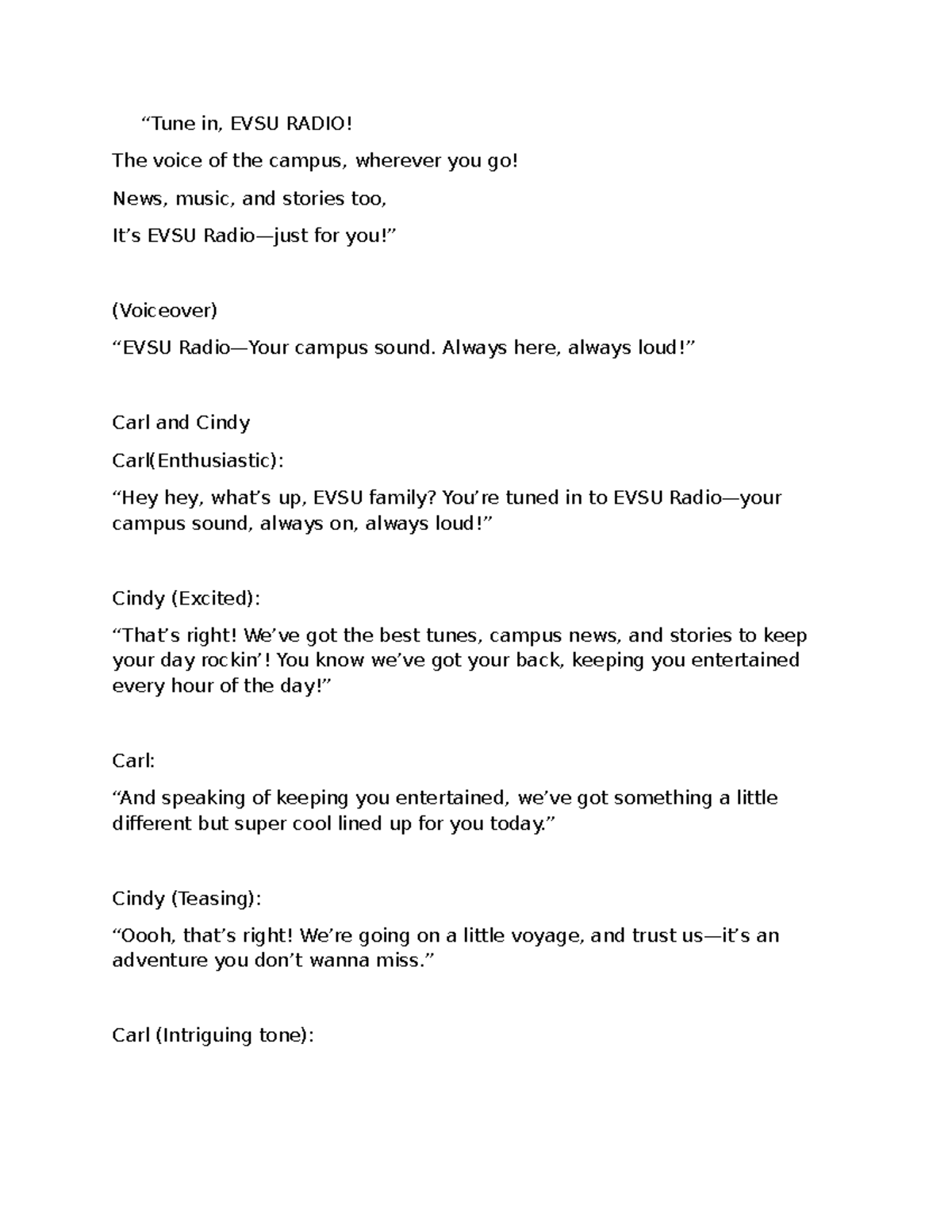 Radio Drama Script (RPH) - 🎶 “Tune in, EVSU RADIO! The voice of the ...