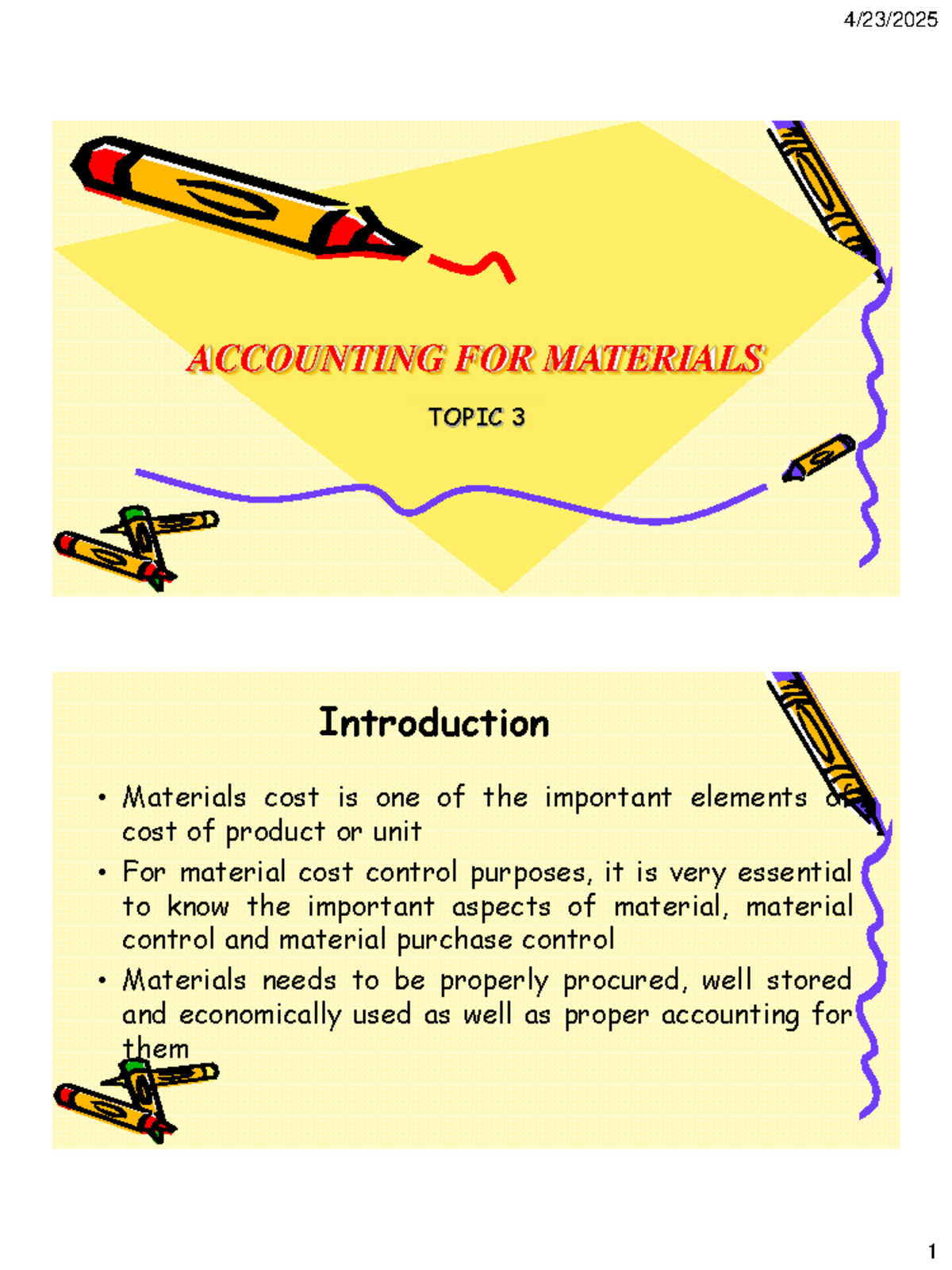 Accounting for Materials: Topic 3 Overview and Cost Control (ACCT 2024 ...