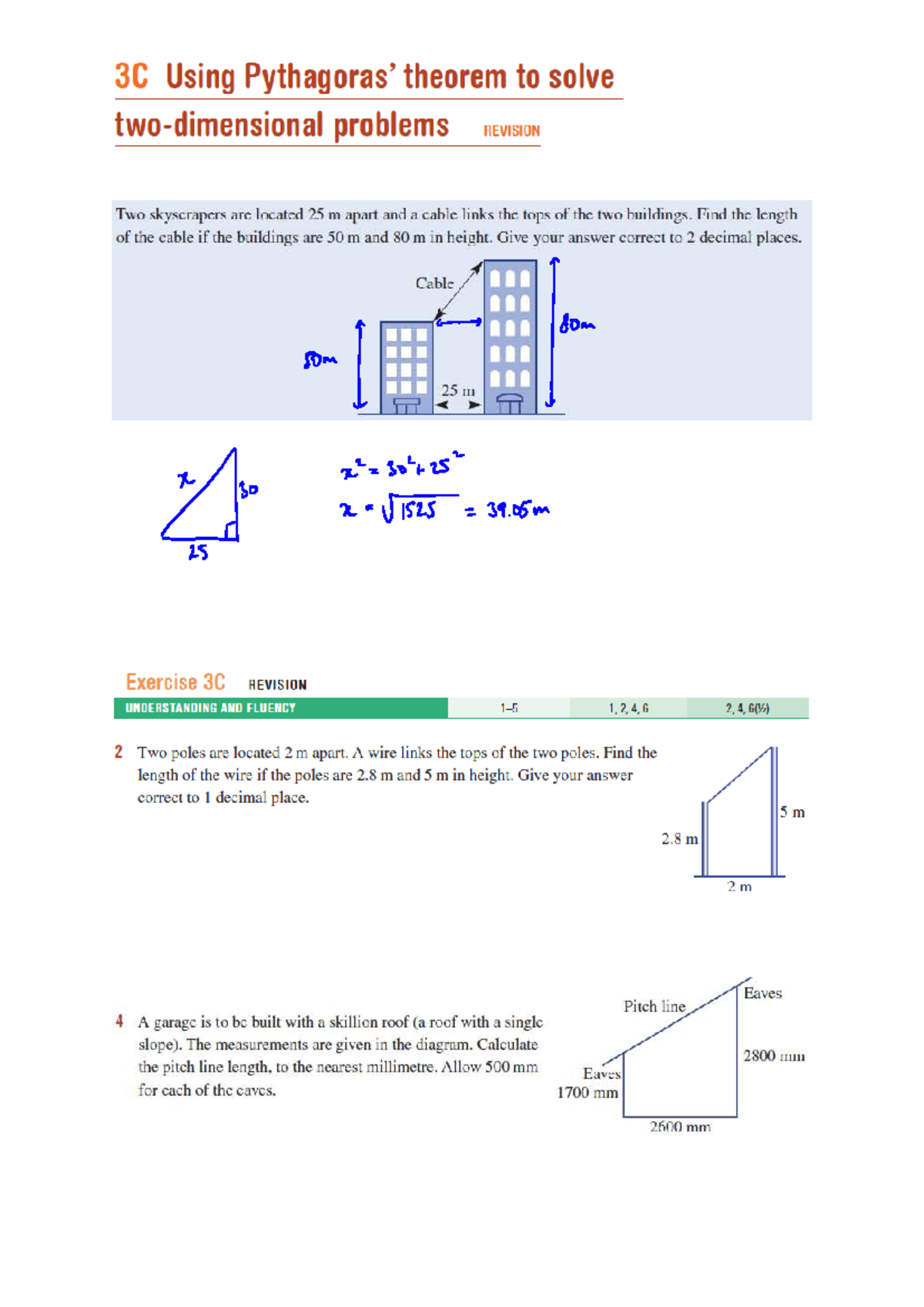 3C Using Pythagoras to Solve 2D Problems - Revision Notes - Studocu
