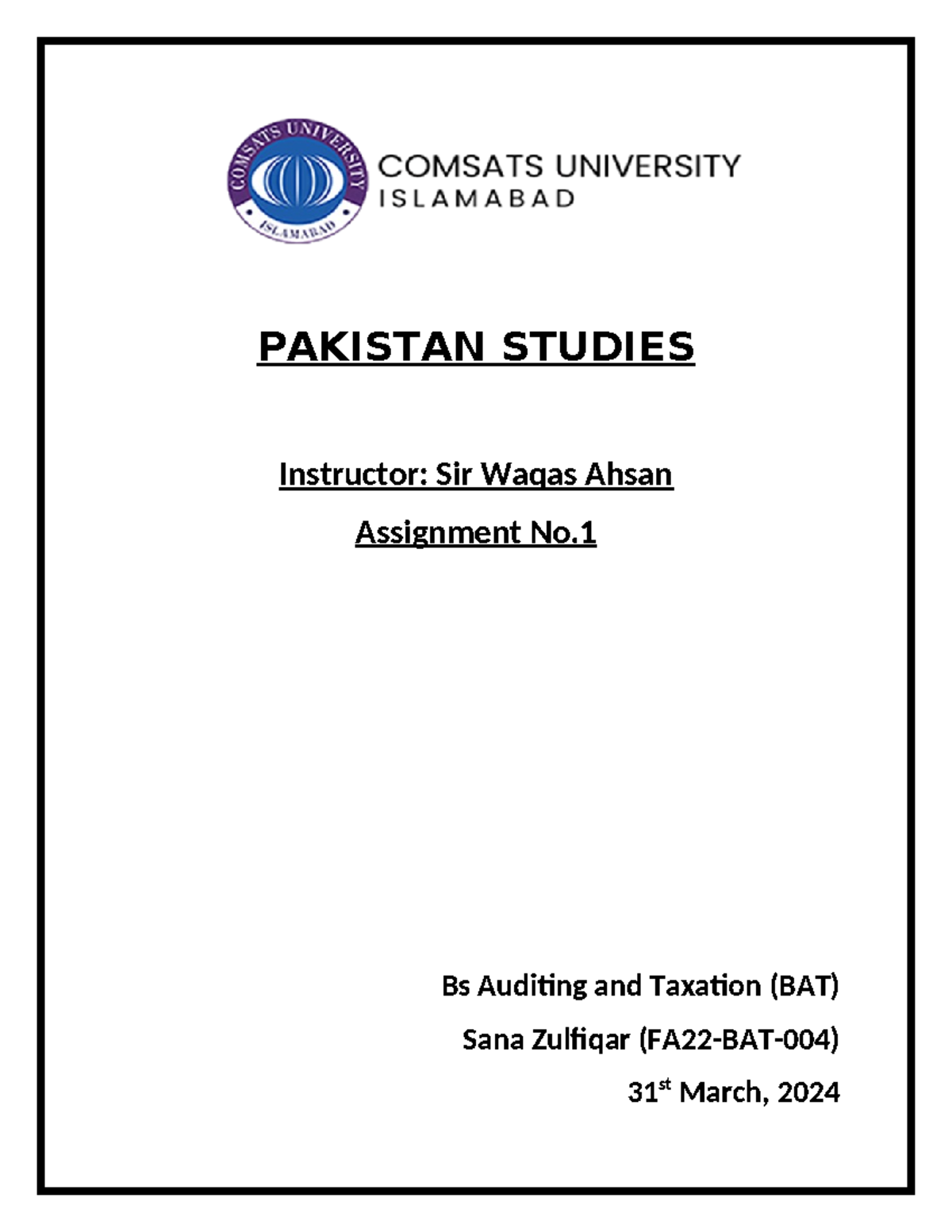 Pakistan Studies Assignment 1: Factors Behind Two Nation Theory - Studocu