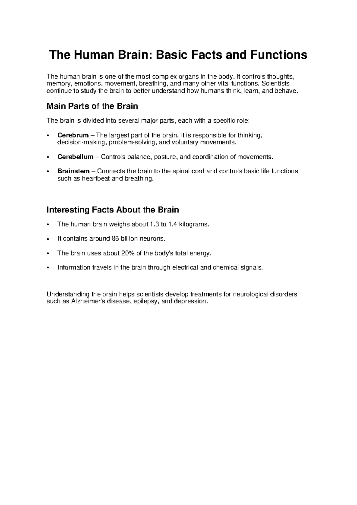 The Human Brain: Basics and Functions (BIO101) - Studocu