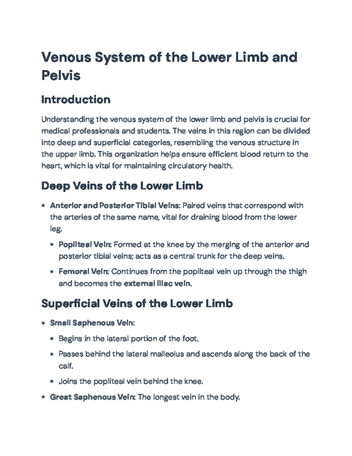 Understanding the Venous System of the Lower Limb & Pelvis - Venous ...