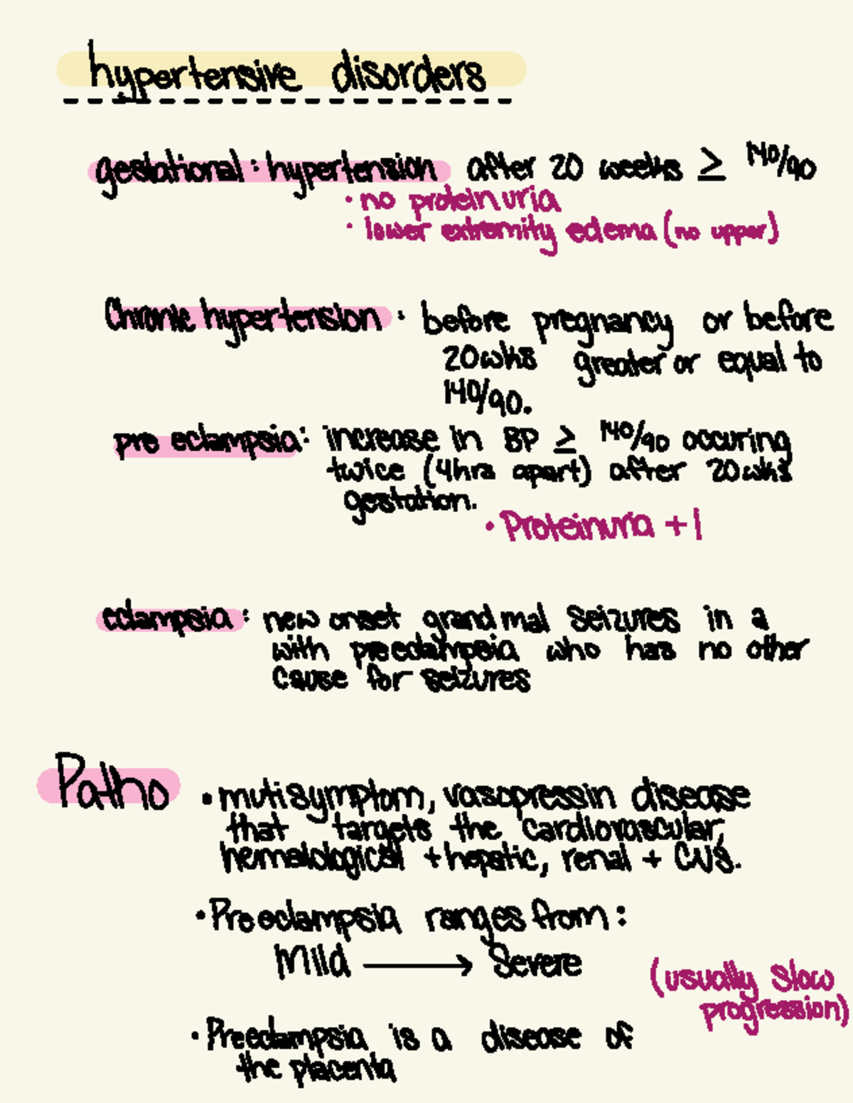 High Risk OB Disorders - Notes (NUR 450) - Studocu