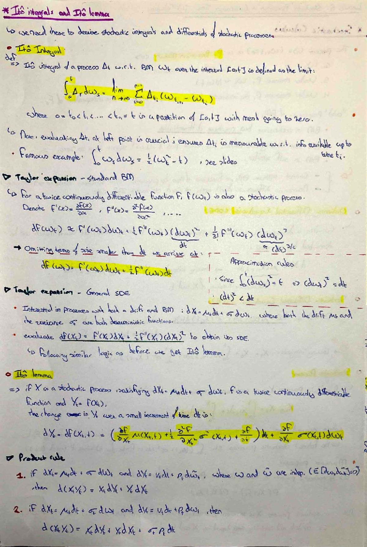 Itô integrals and lemma -W'lt~ ',()\s,1,\s ~~•~ \c~ ¼, ~()J ~C,, ~ ~ól Ól\