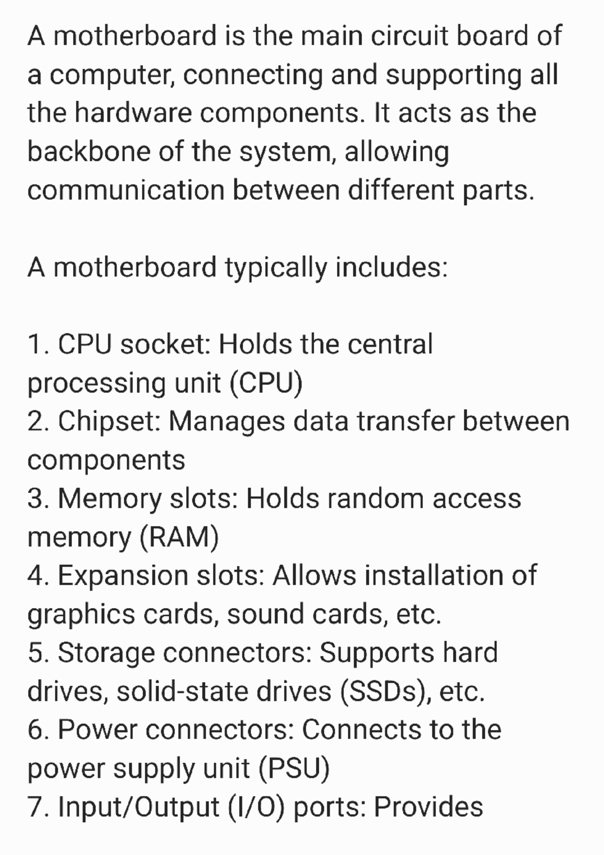 Motherboard - This notes are suitable for a grade 10 learner who is ...