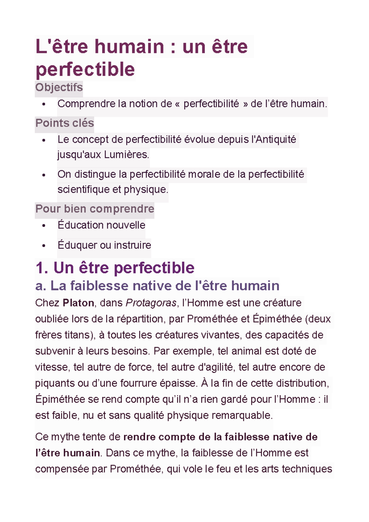 L'être humain : un être perfectible - L'être humain : un être ...