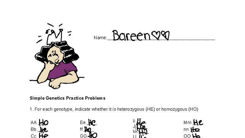 Genetics Practice Problems: Monohybrid Crosses Worksheet - Studocu