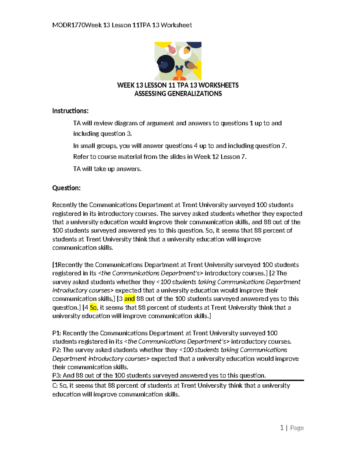 MODR1770 Week 13 Lesson 11 TPA 13 Worksheet Analysis and Insights - Studocu