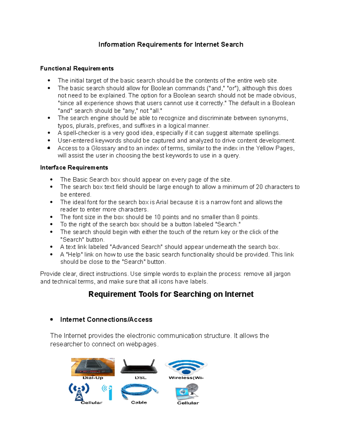 Information Requirements for Internet Search: Functional & Interface ...