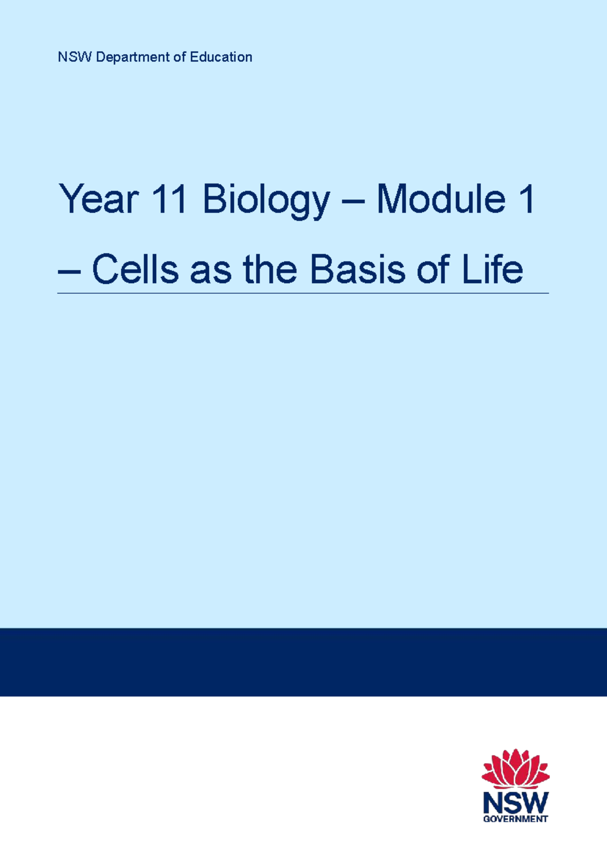 NSW Year 11 Biology Module 1: Cells as the Basis of Life Guide - Studocu