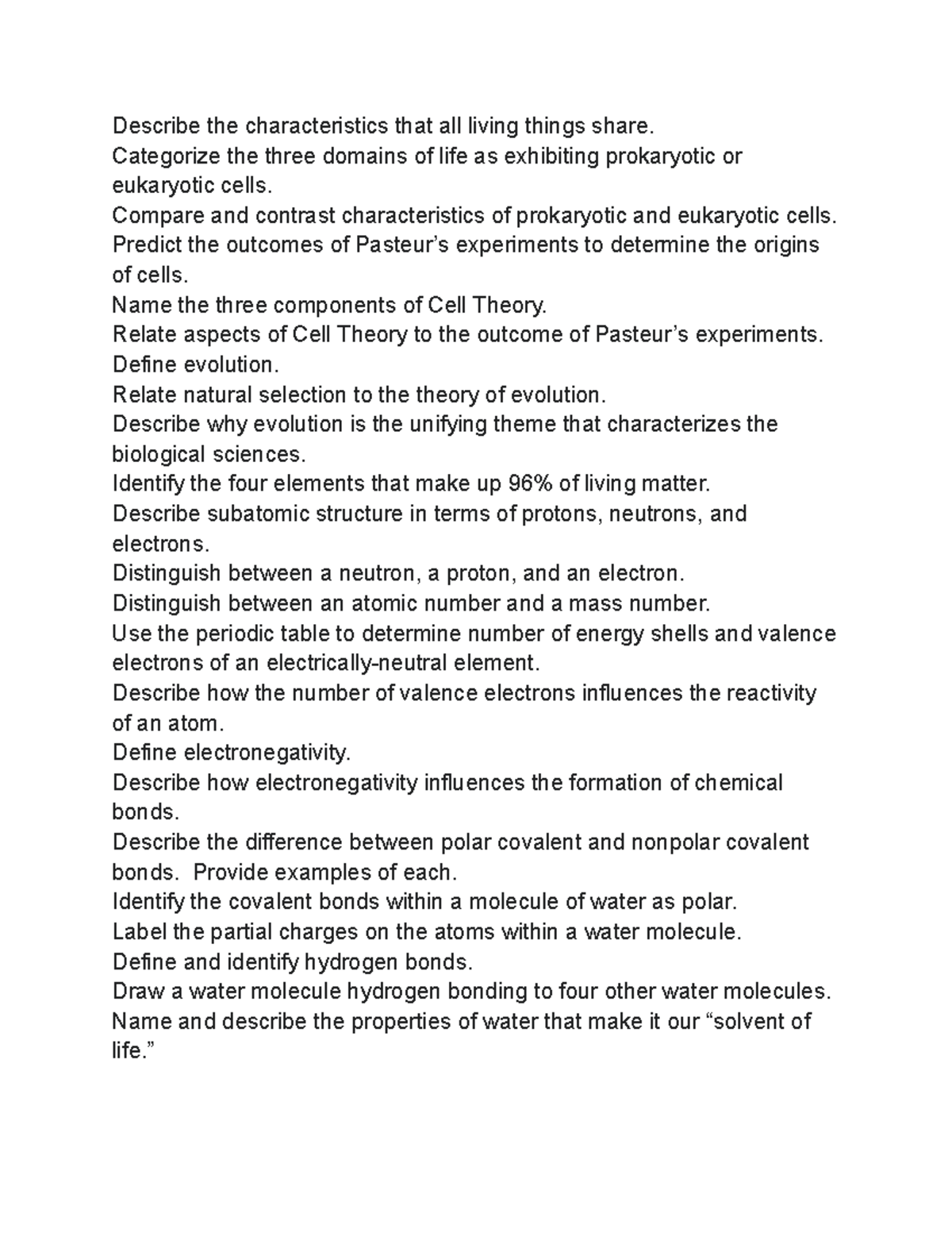 Biology 101: Overview of Water Properties, Cells, and Macromolecules ...