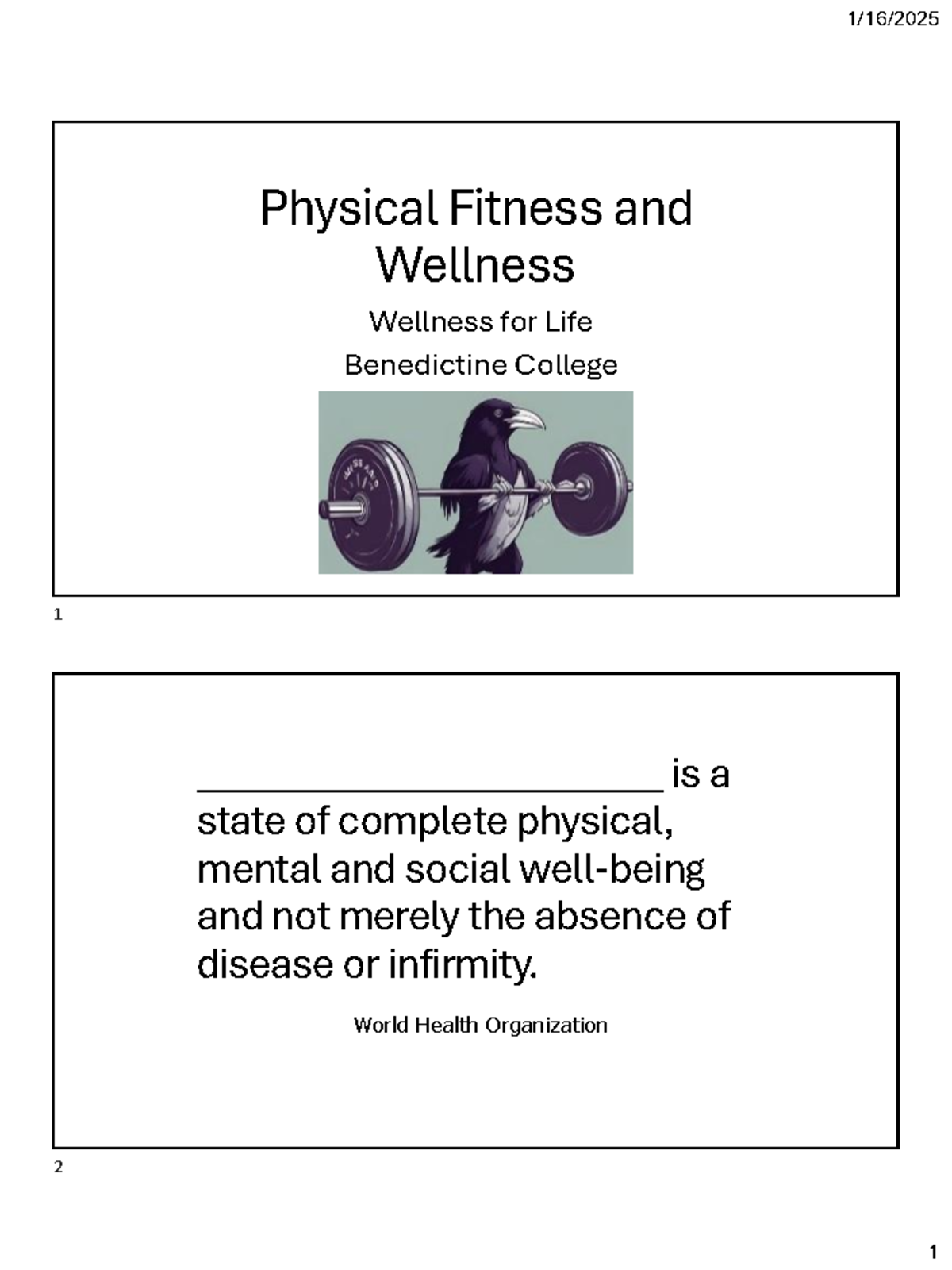 Physical Fitness and Wellness: Health Impacts & Benefits (Benedictine ...
