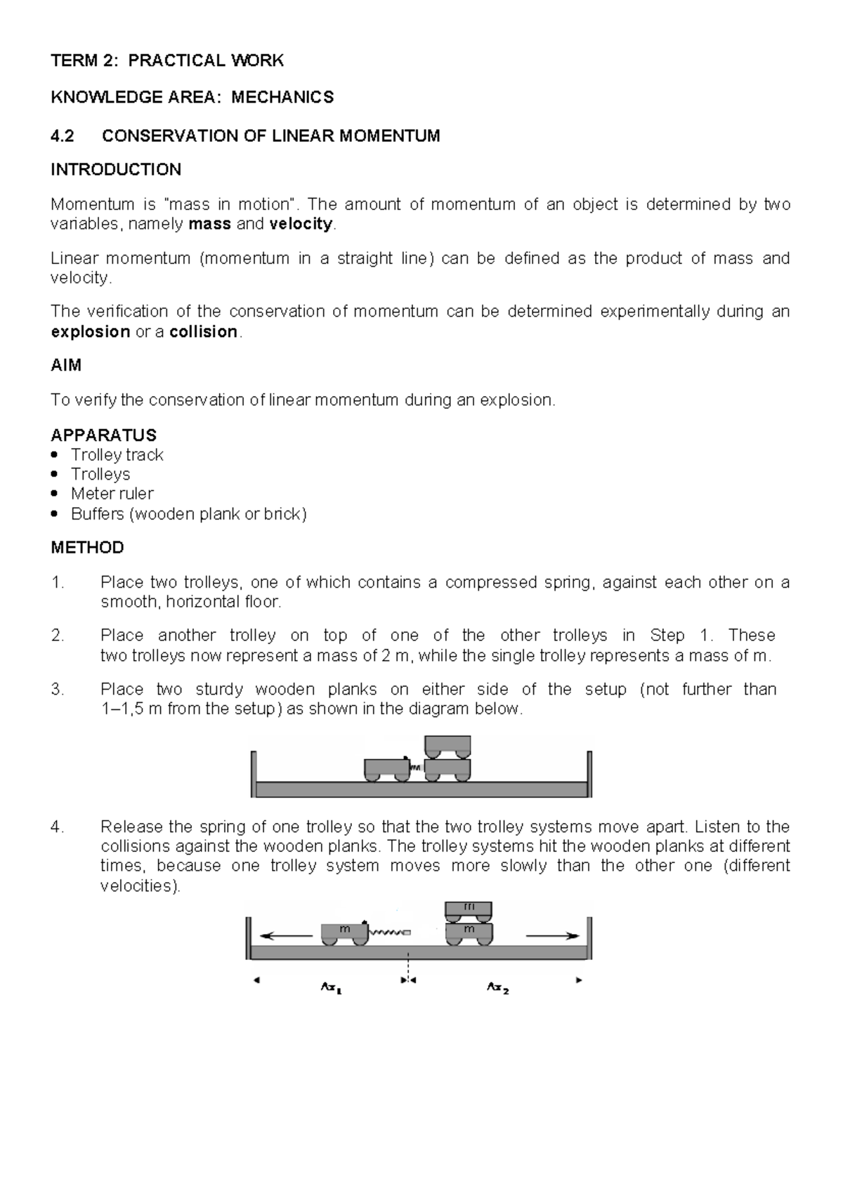 Conservation of Linear Momentum: Practical Work Mechanics 4.2 - Studocu