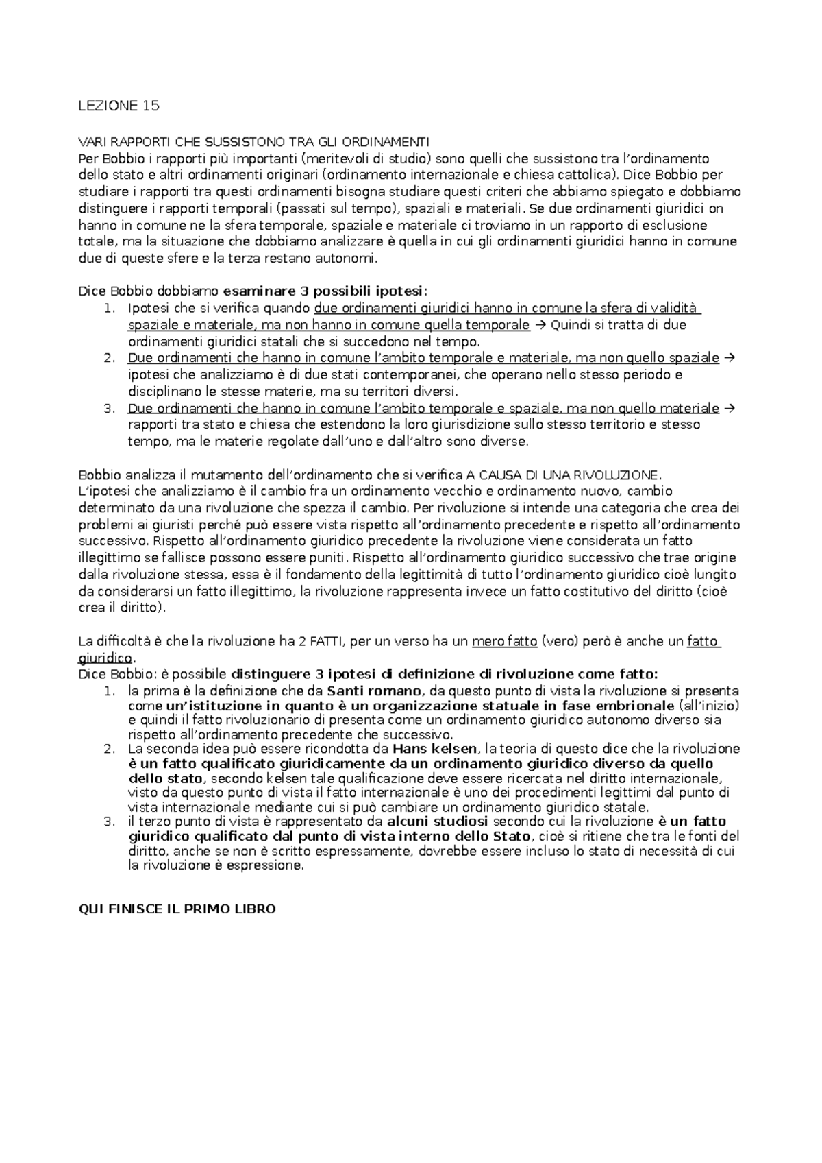 Lezione 15: Rapporti tra Ordinamenti e Rivoluzione secondo Bobbio - Studocu