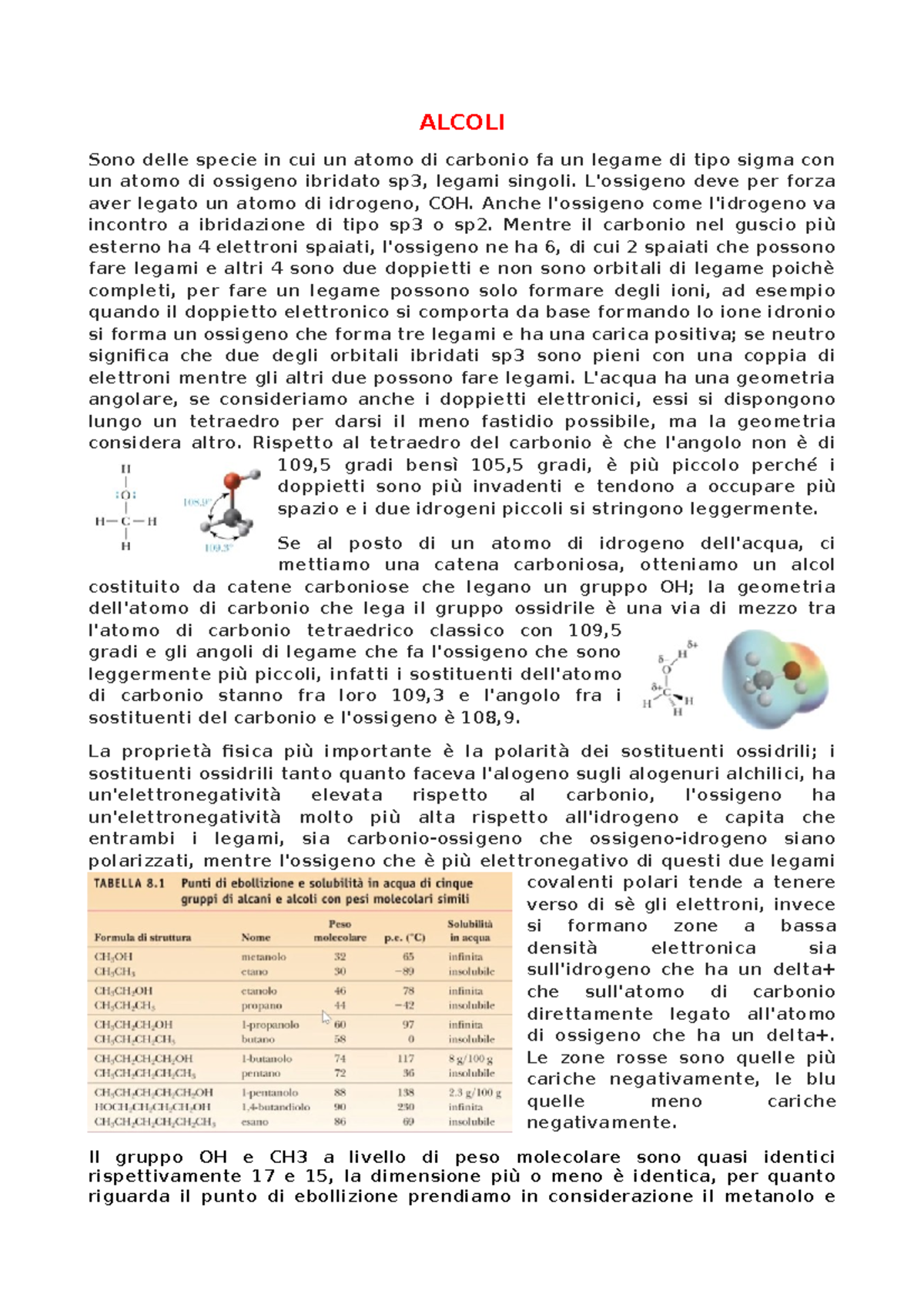 GLI ALCOLI: PROPRIETA' E REATTIVITA' - ALCOLI Sono delle specie in cui ...