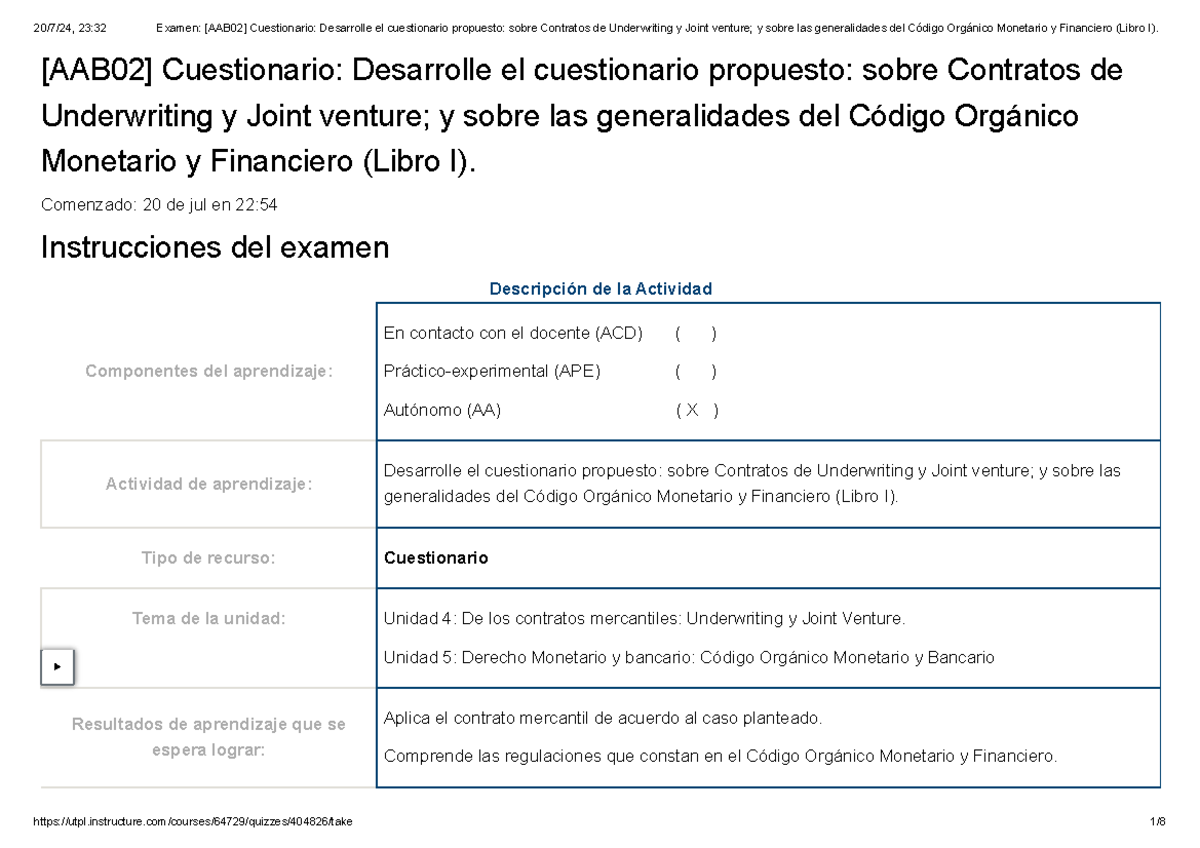 Cuestionario Final [AAB02]: Contratos de Underwriting y Joint Venture ...
