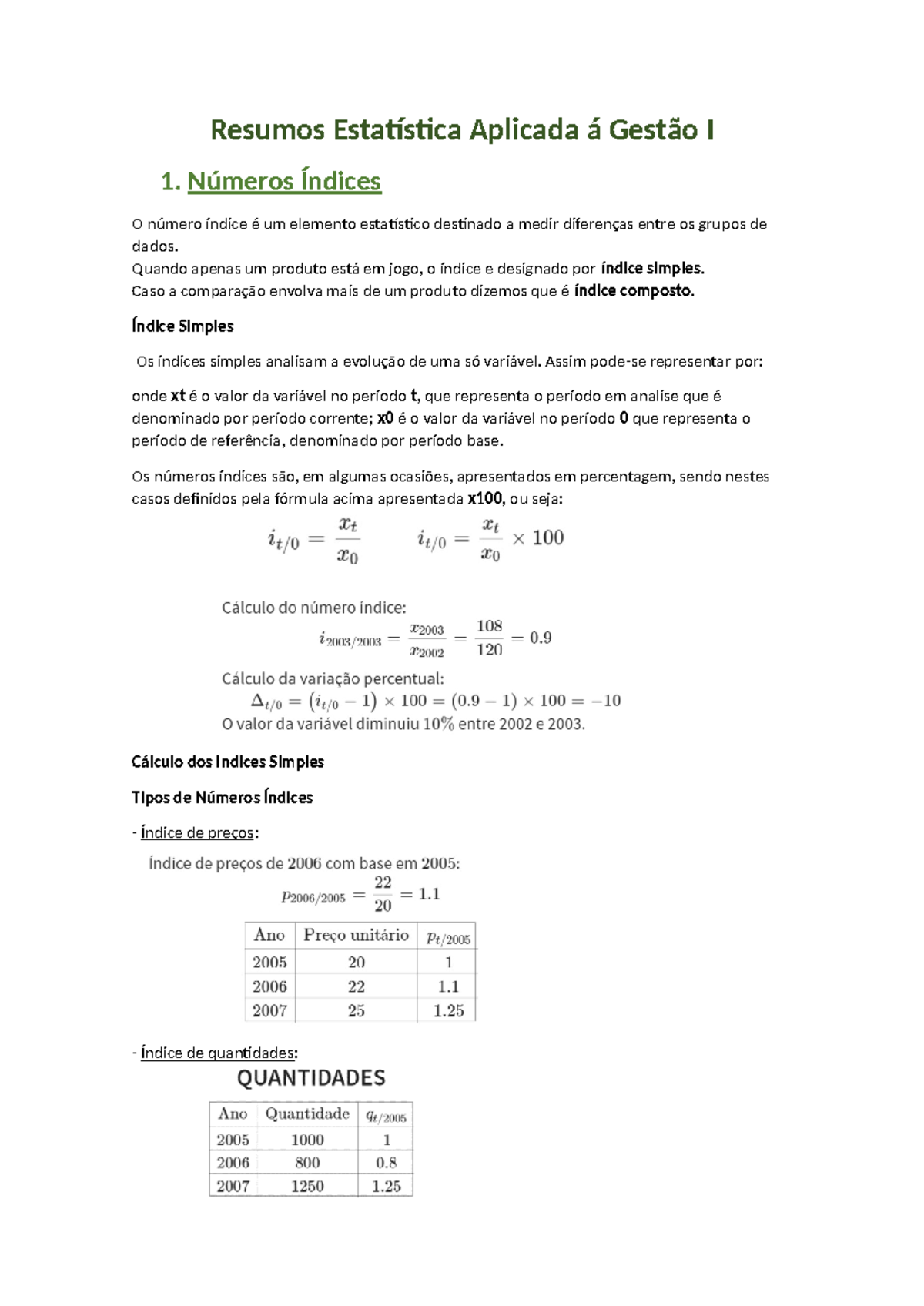 Resumos de Estatística Aplicada à Gestão I - PE1 - Studocu