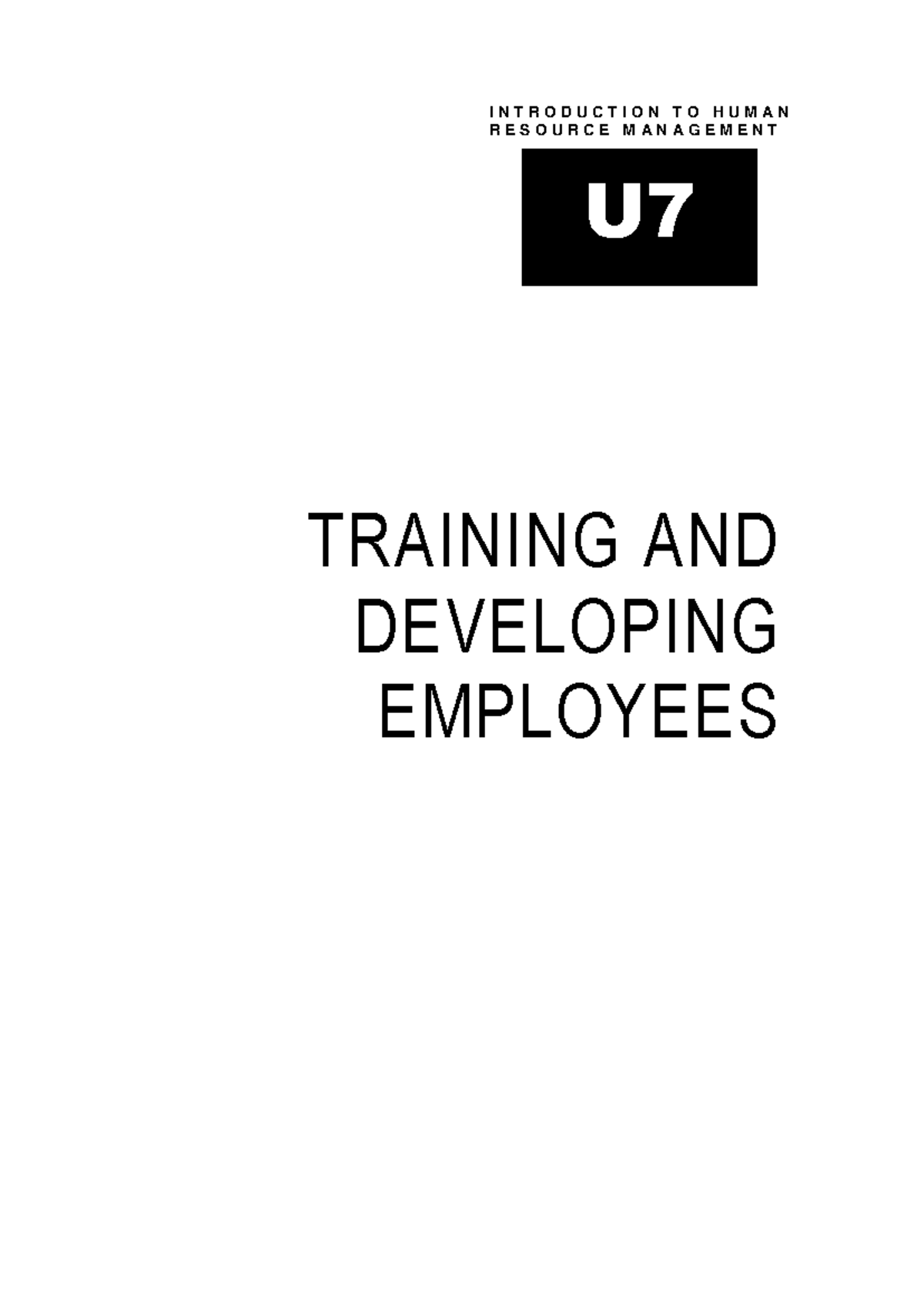 Unit 7: Training and Developing Employees in Human Resource Management ...