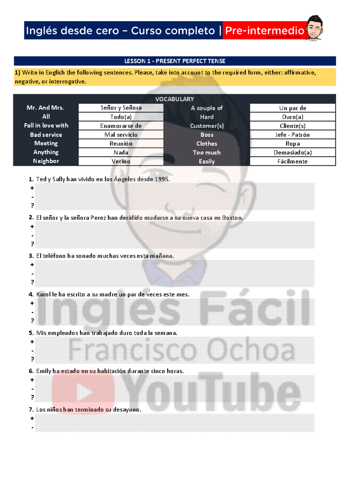 LECCIÓN 1 - TIEMPO PRESENTE PERFECTO (Present Perfect Tense) - Studocu