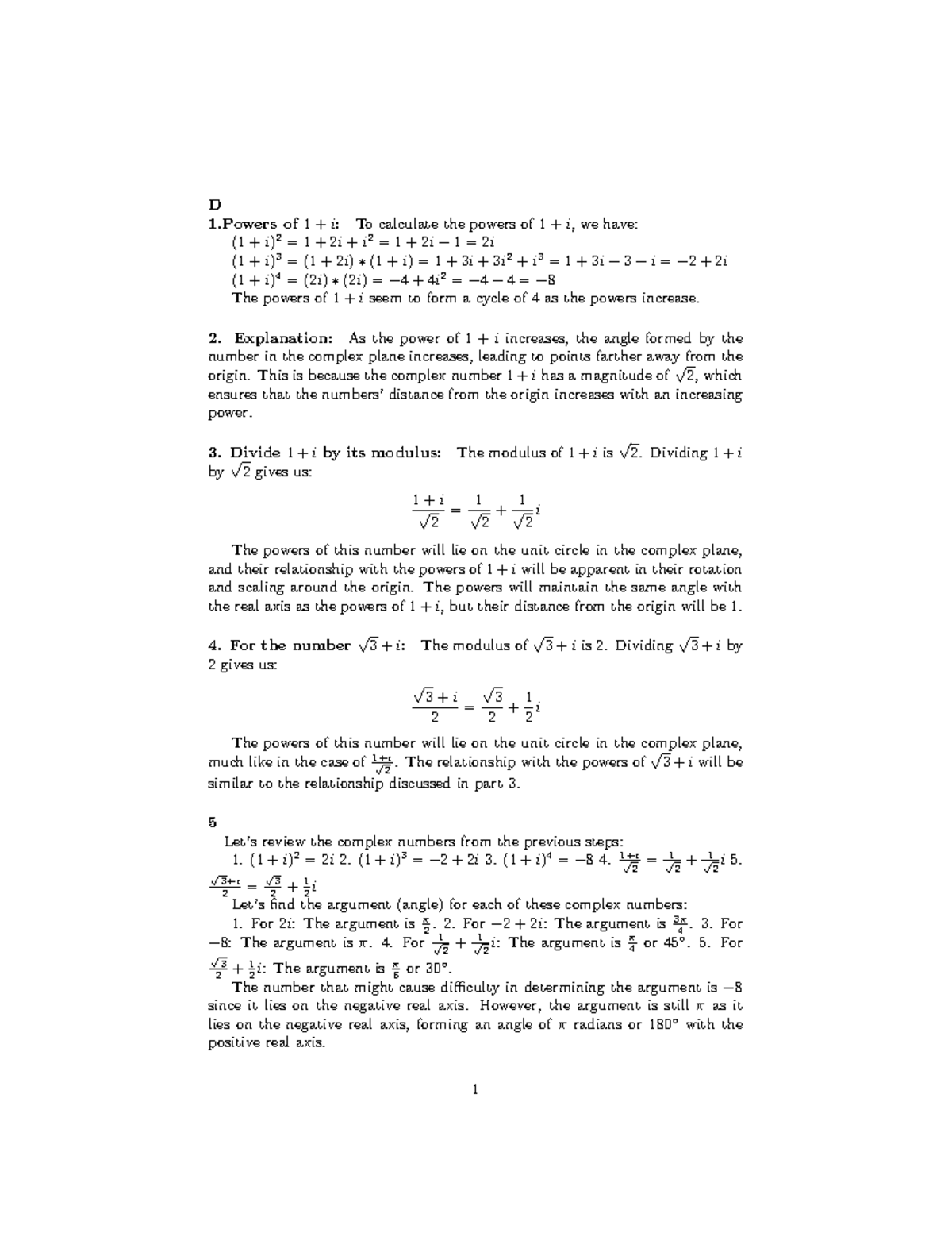 PHYS 101: Powers and Roots of Complex Numbers in Calculus - Studocu
