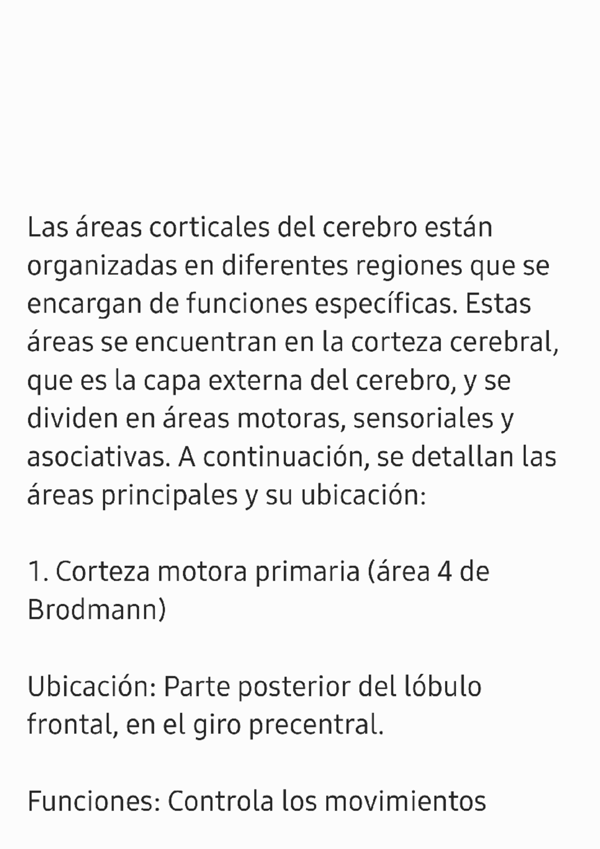 Áreas Corticales del Cerebro: Funciones y Irrigación (Curso ...