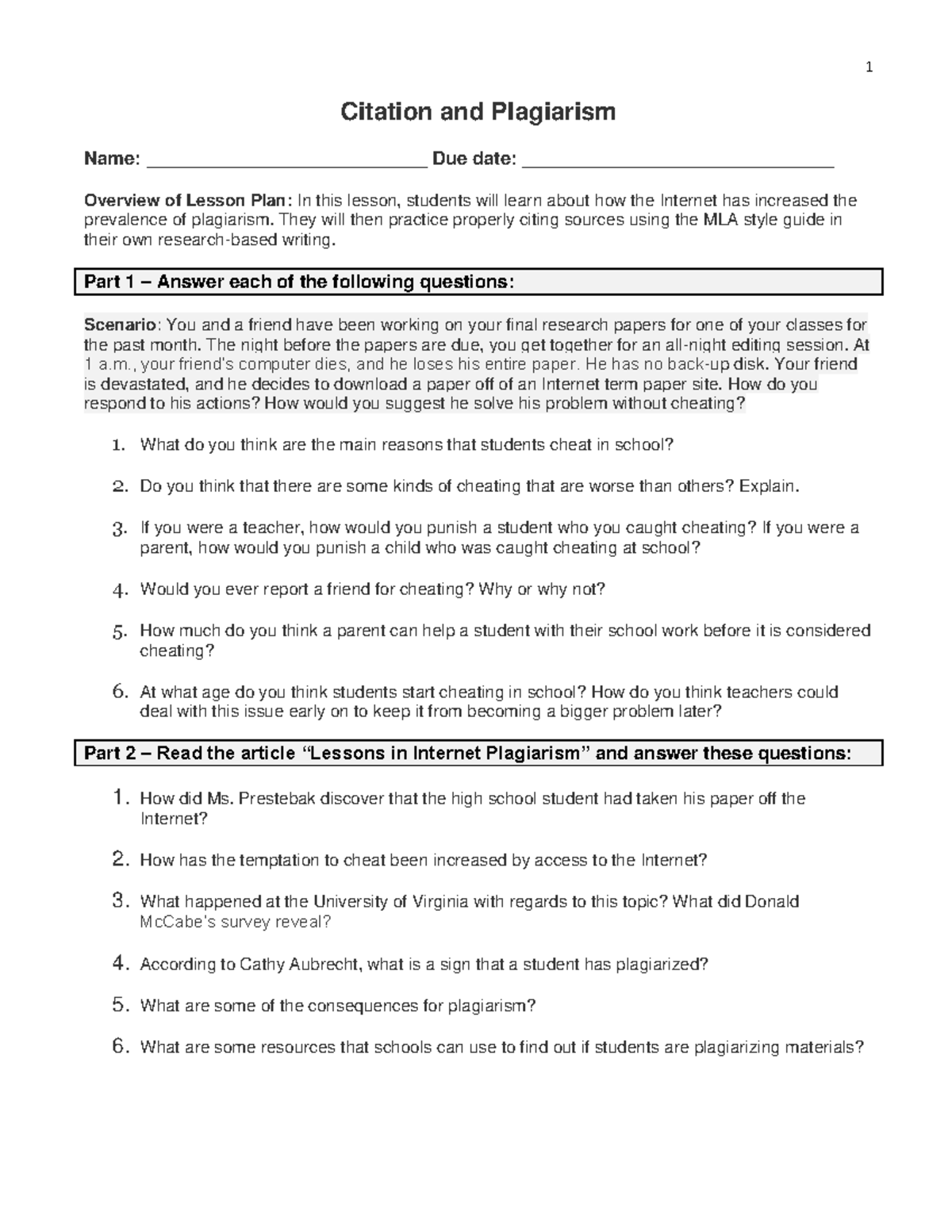 U0L5: Citation and Plagiarism Lesson Assignment Guidelines - Studocu